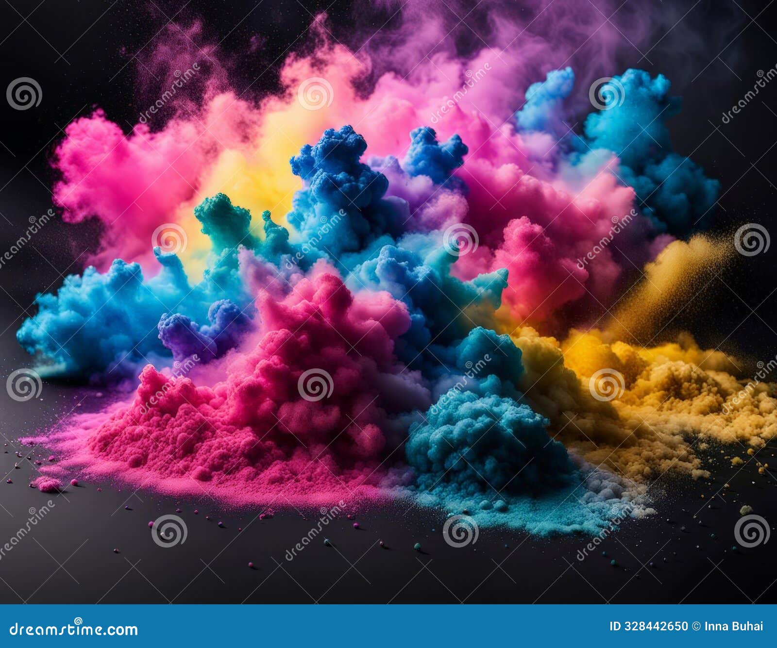Explosion of Colored Powder, Isolated Stock Illustration - Illustration ...
