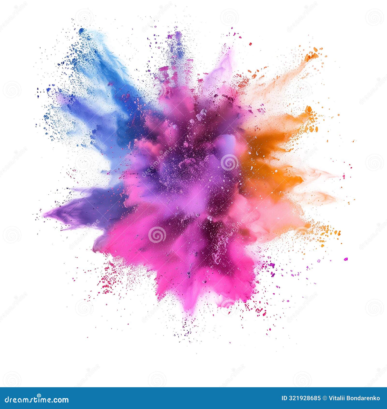 Explosion of Colored Powder Isolated on Transparent Background. 3d ...