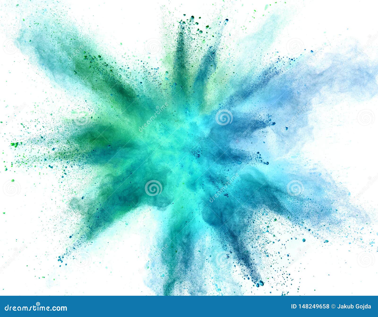 Explosion of Colored Powder Isolated on White Stock Photo - Image of ...