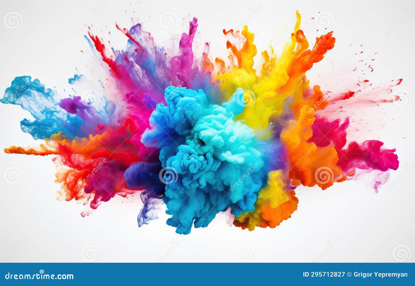 Explosion of Colored Powder Isolated on White Background. Abstract ...