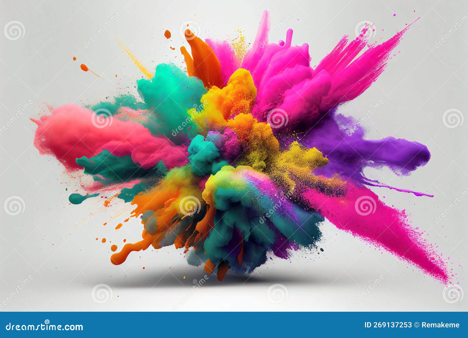 Explosion of Colored Powder Isolated on White Background. Abstract ...