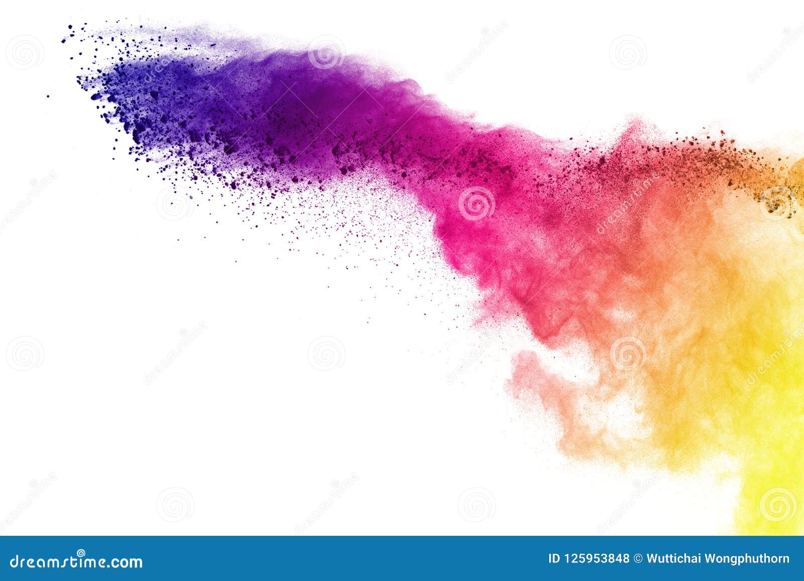 Explosion of Colored Powder, Isolated on White Background. Abstract of ...