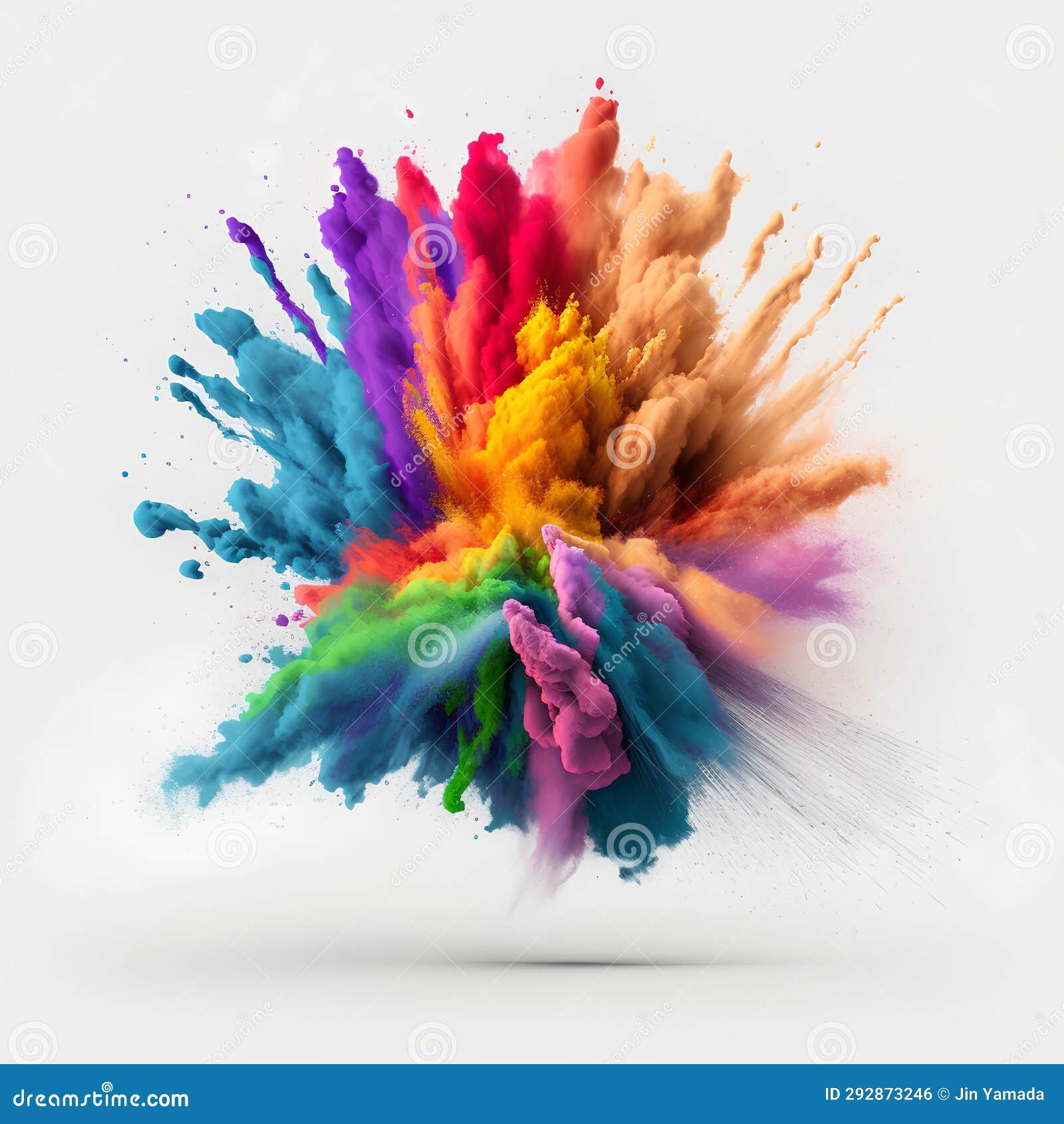 Explosion of Colored Powder Isolated on White Background. 3d Rendering ...