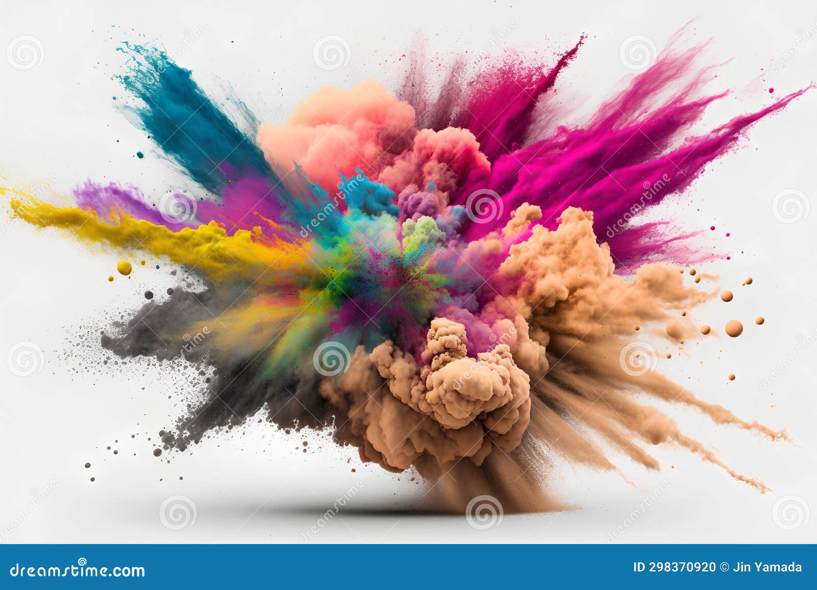 Explosion of Colored Powder Isolated on White Background. 3d Rendering ...