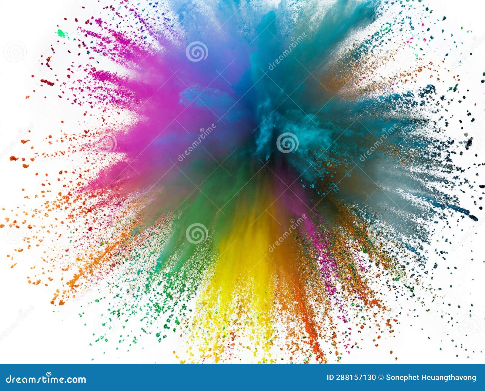 Explosion of Colored Powder on White Background Stock Illustration ...