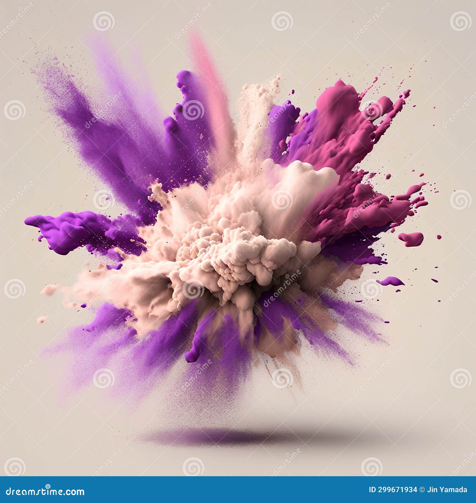 Explosion of Colored Powder on a White Background. 3d Rendering Stock ...