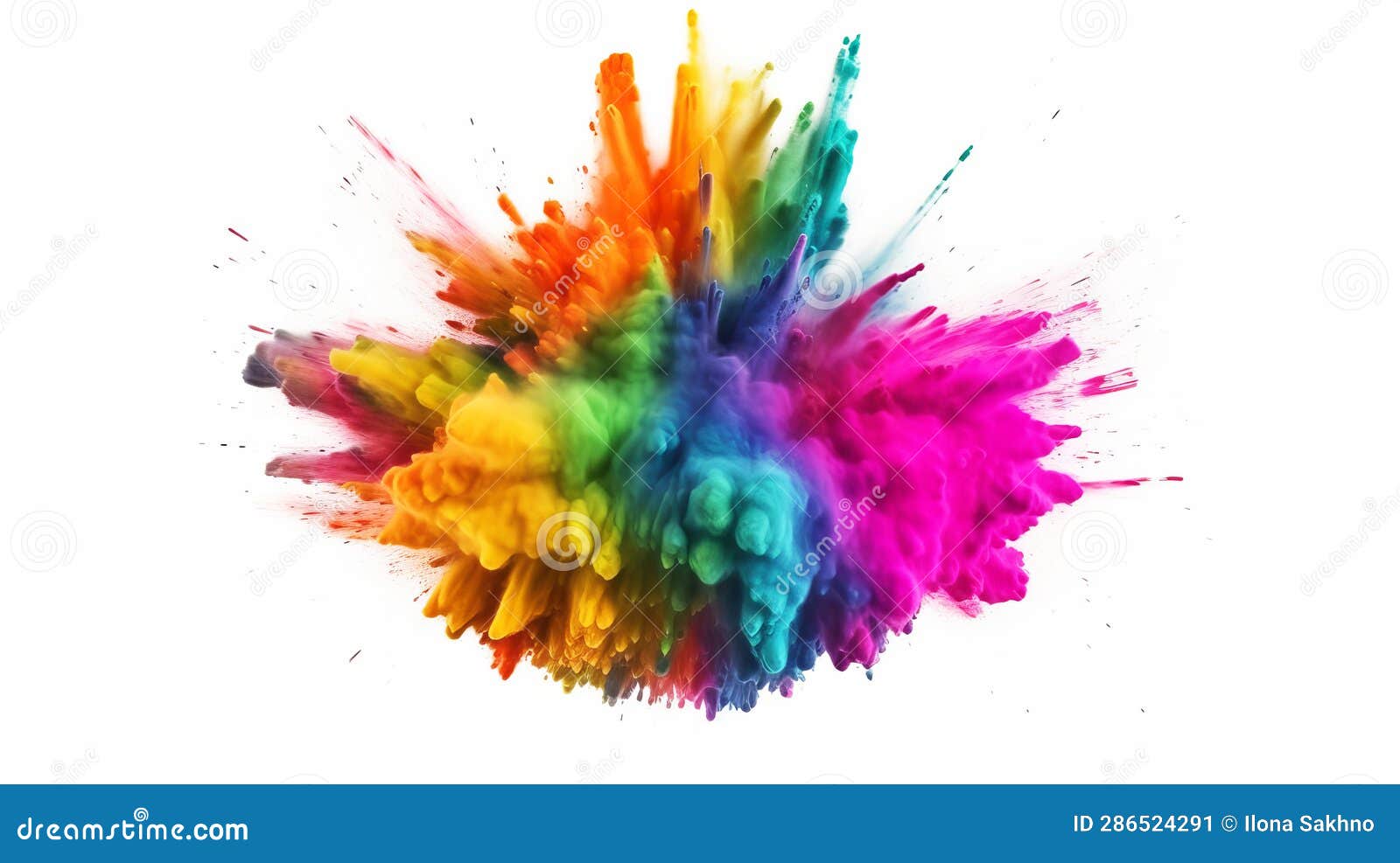 Explosion of Colored Powder on White Background Stock Illustration ...