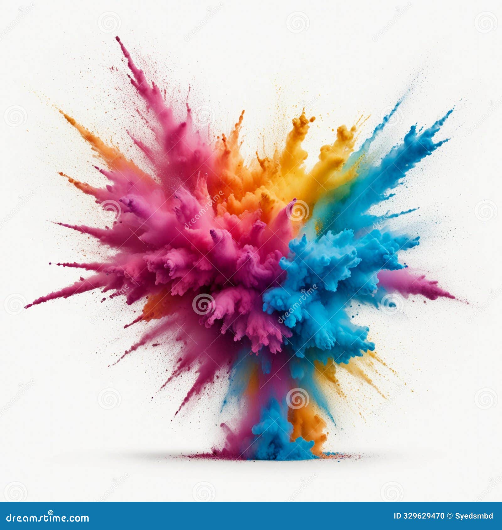 Explosion of Colored Powder, on White Background Stock Illustration ...
