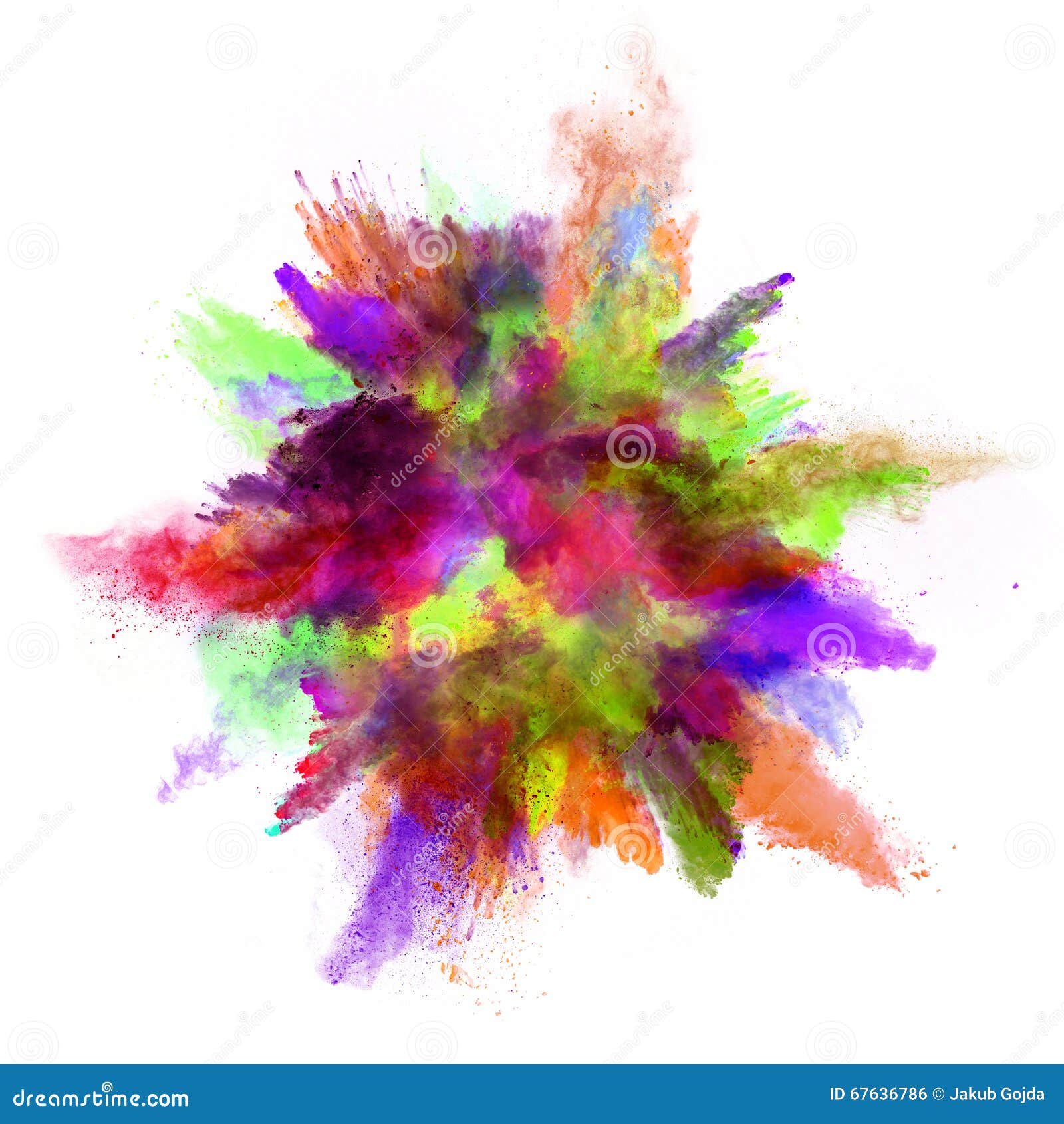 Explosion of Colored Powder on White Background Stock Illustration ...