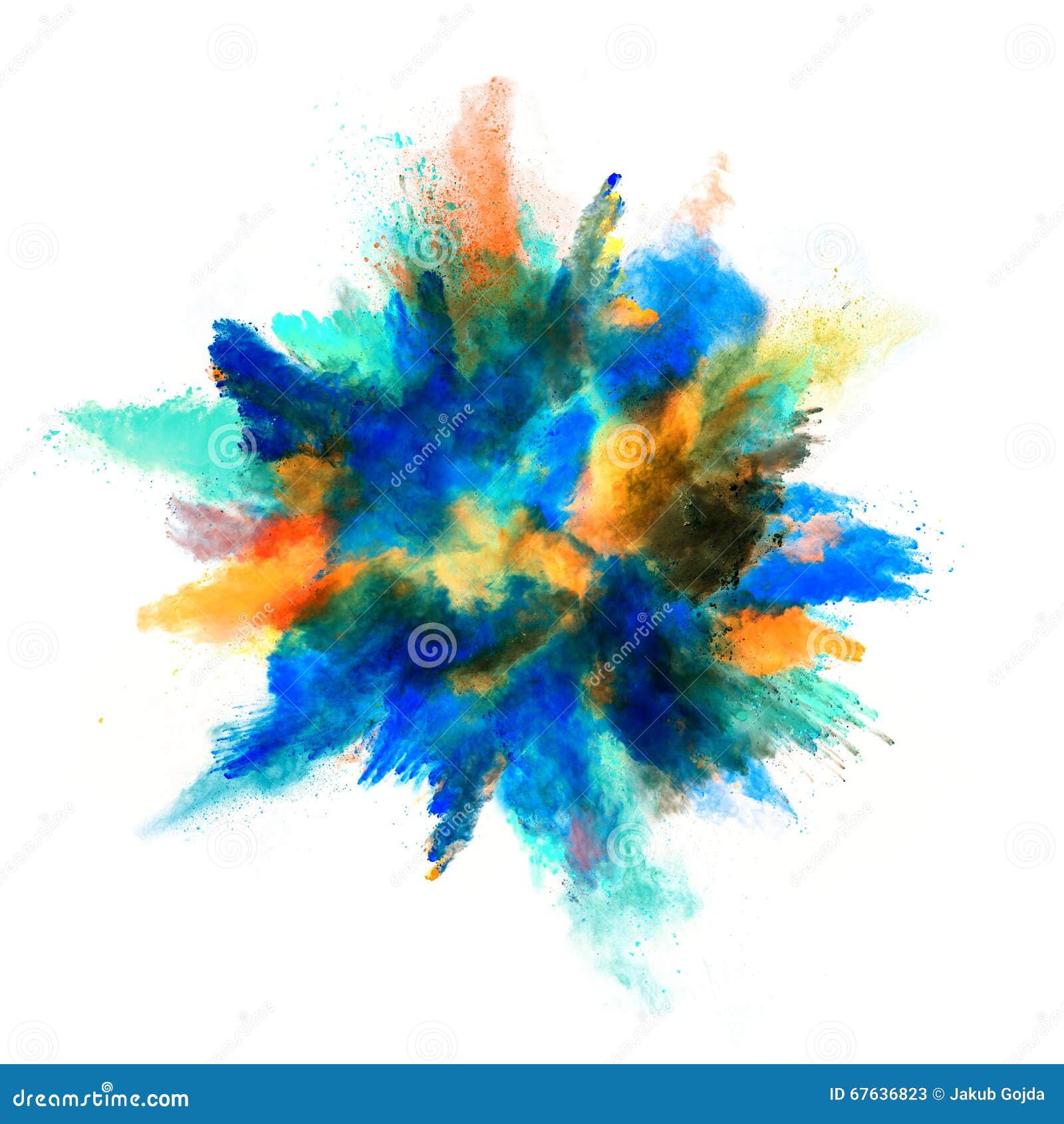 Explosion of Colored Powder on White Background Stock Illustration ...