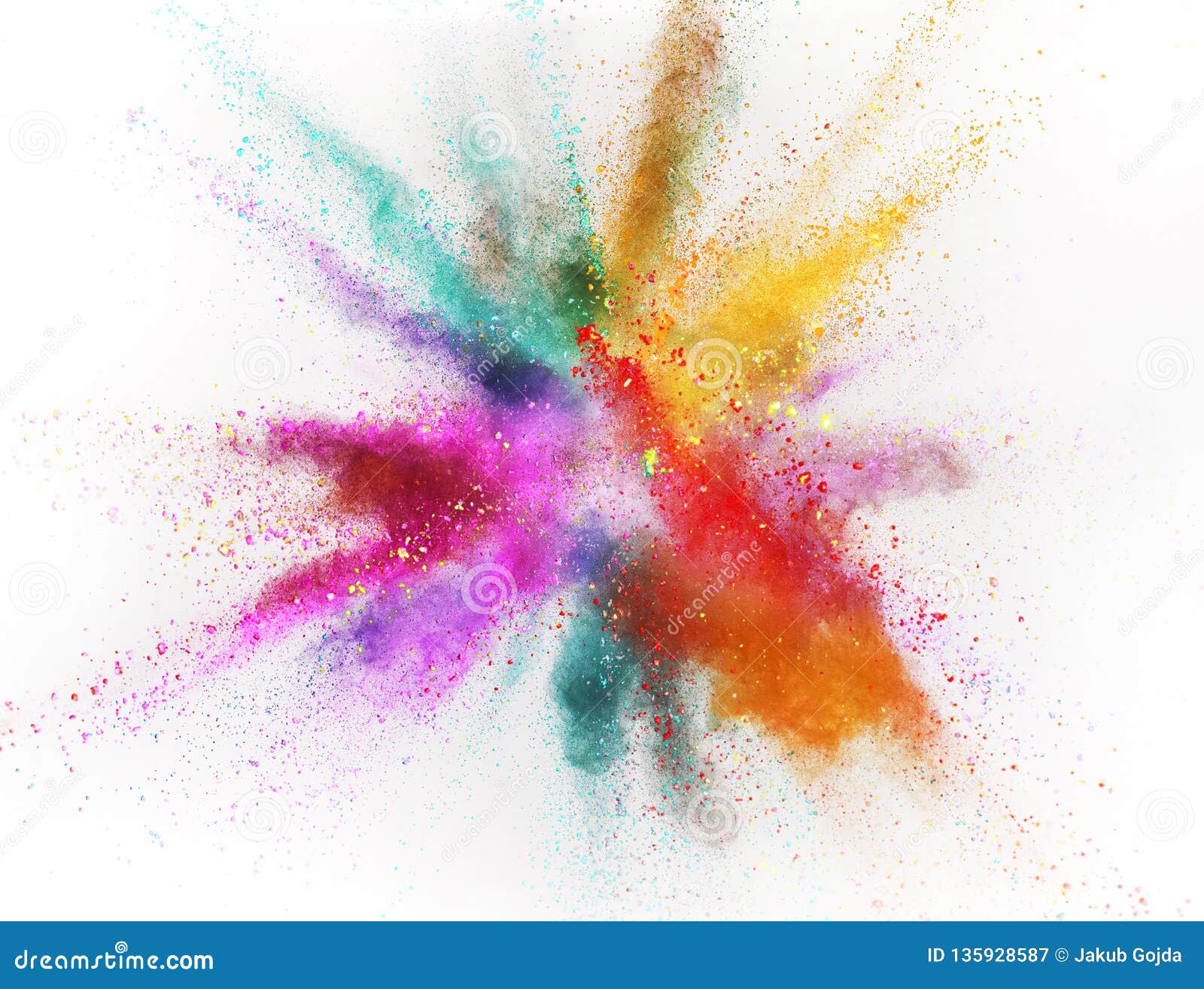 Explosion of Colored Powder on White Background Stock Image - Image of ...
