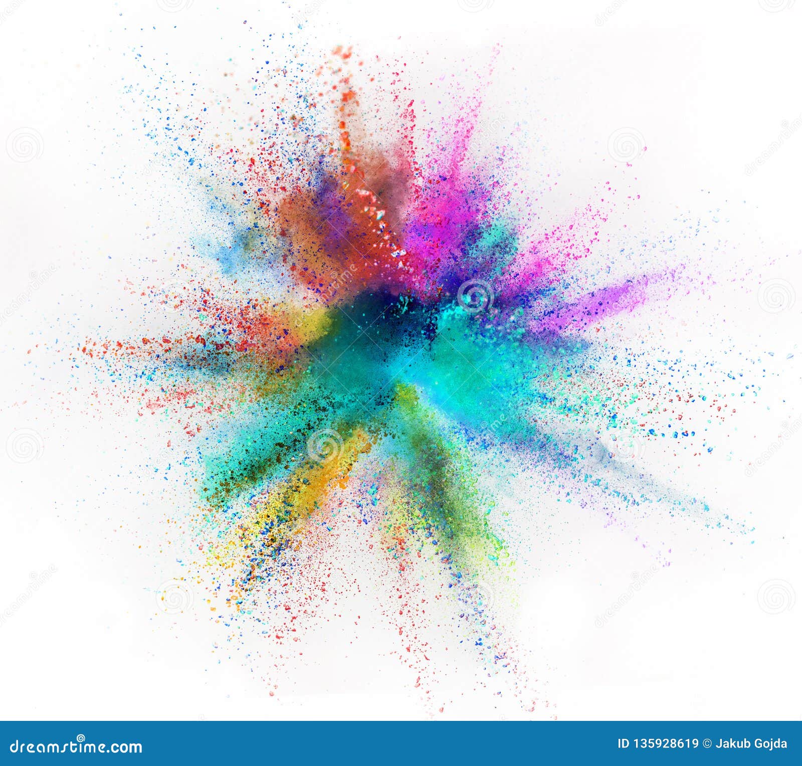 Explosion of Colored Powder on White Background Stock Image - Image of ...