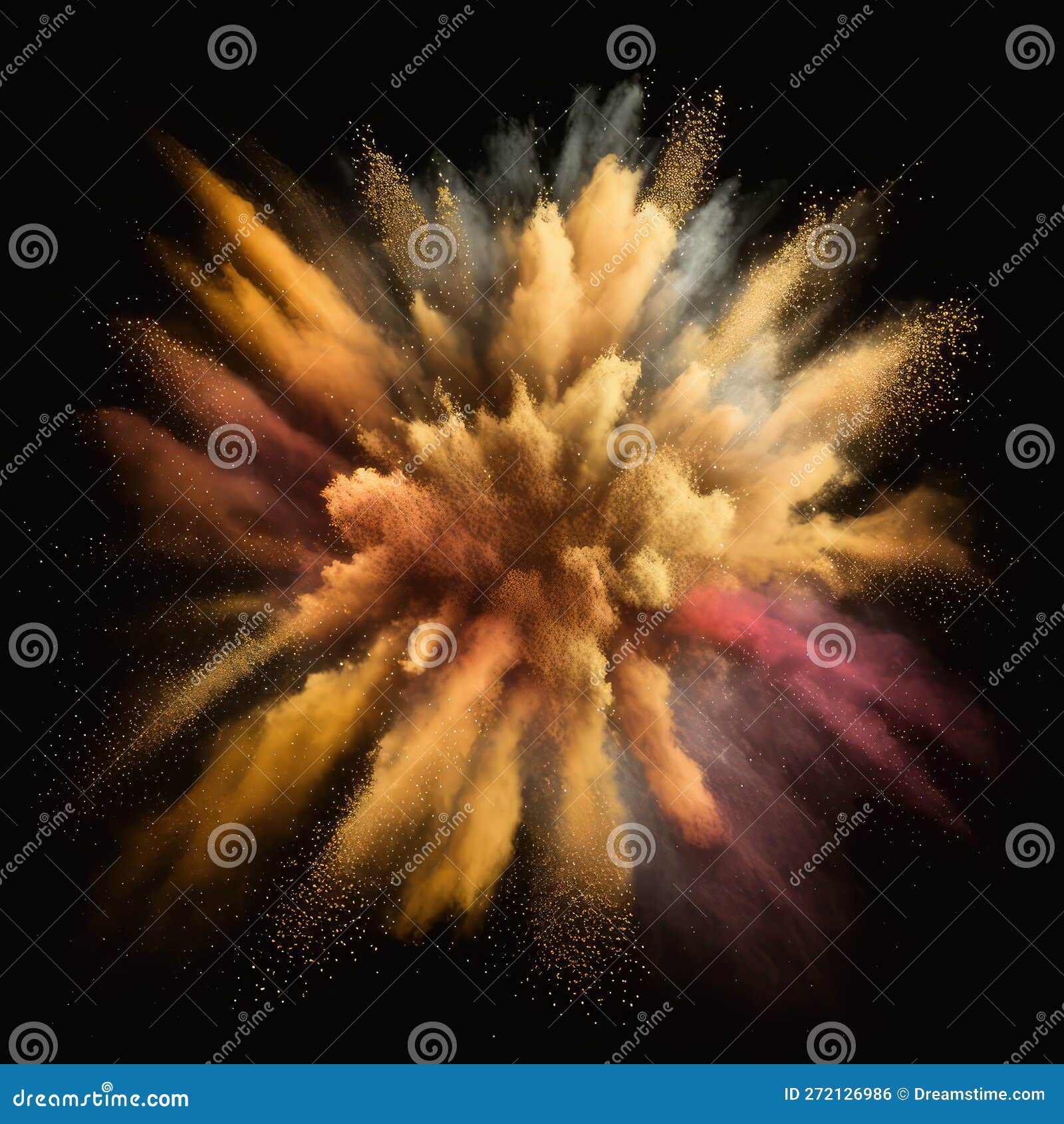 Explosion of Colored Powders on a Dark Background Stock Illustration ...