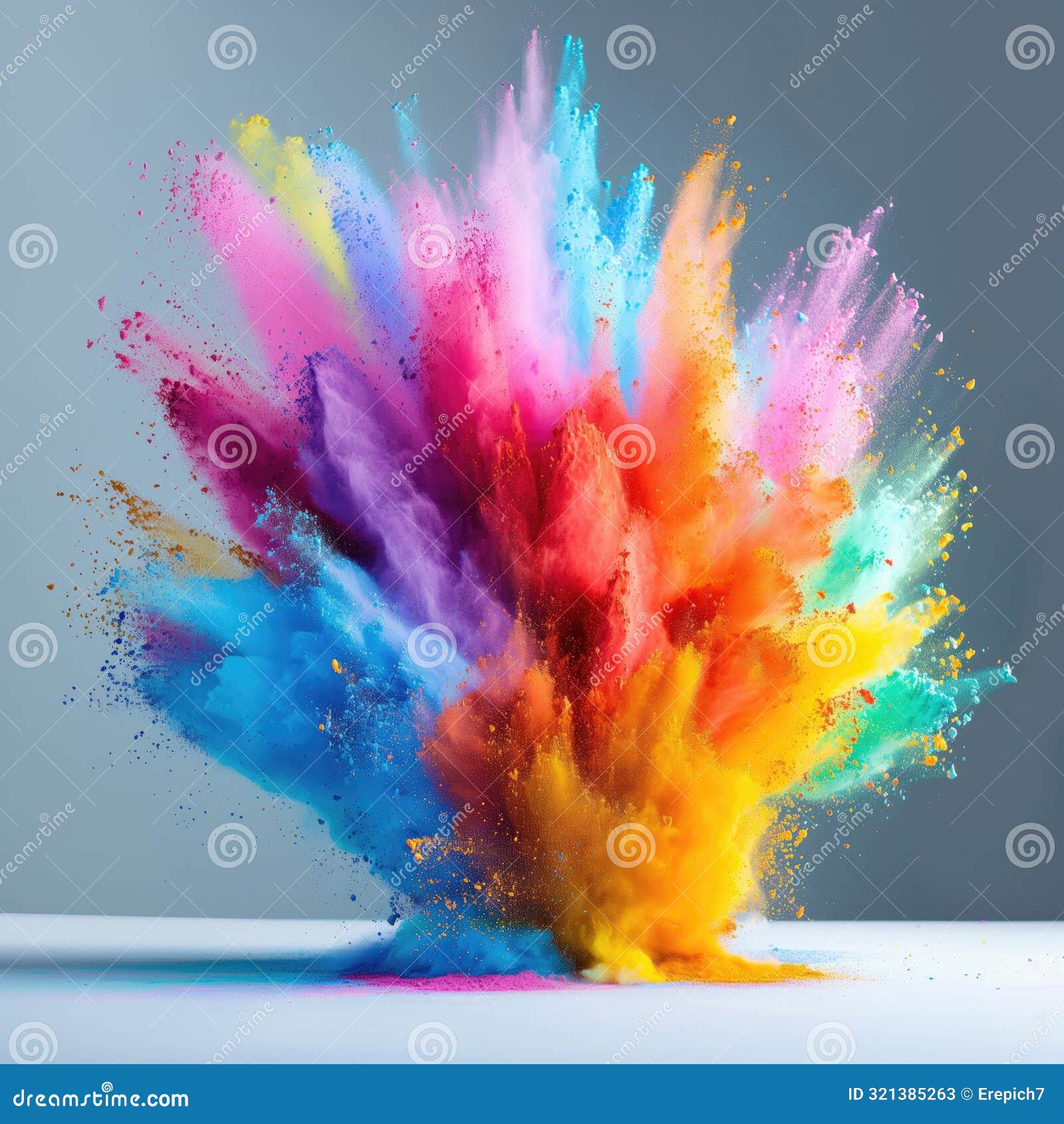Explosion of Colored Smoke on a Gray Background. 3d Rendering Stock ...