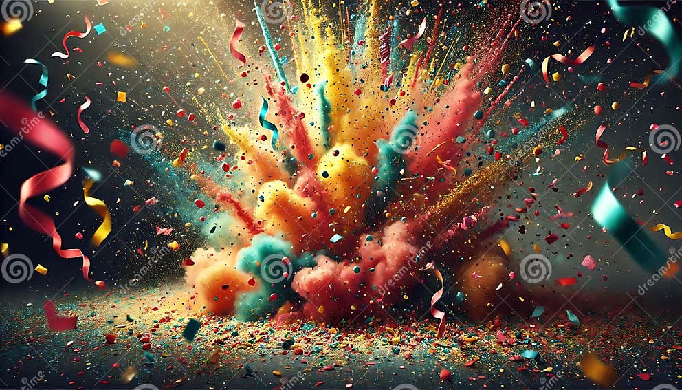 Explosion of Colorful Confetti with Dramatic Lighting and Shadow ...