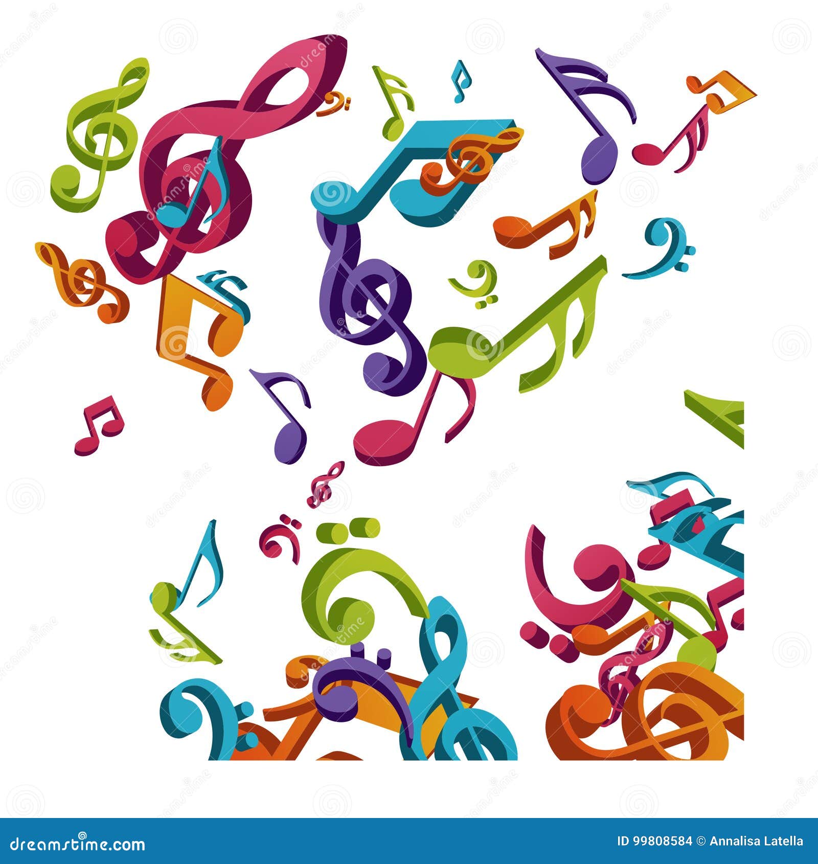 Explosion of Colorful Music Notes Stock Illustration - Illustration of ...