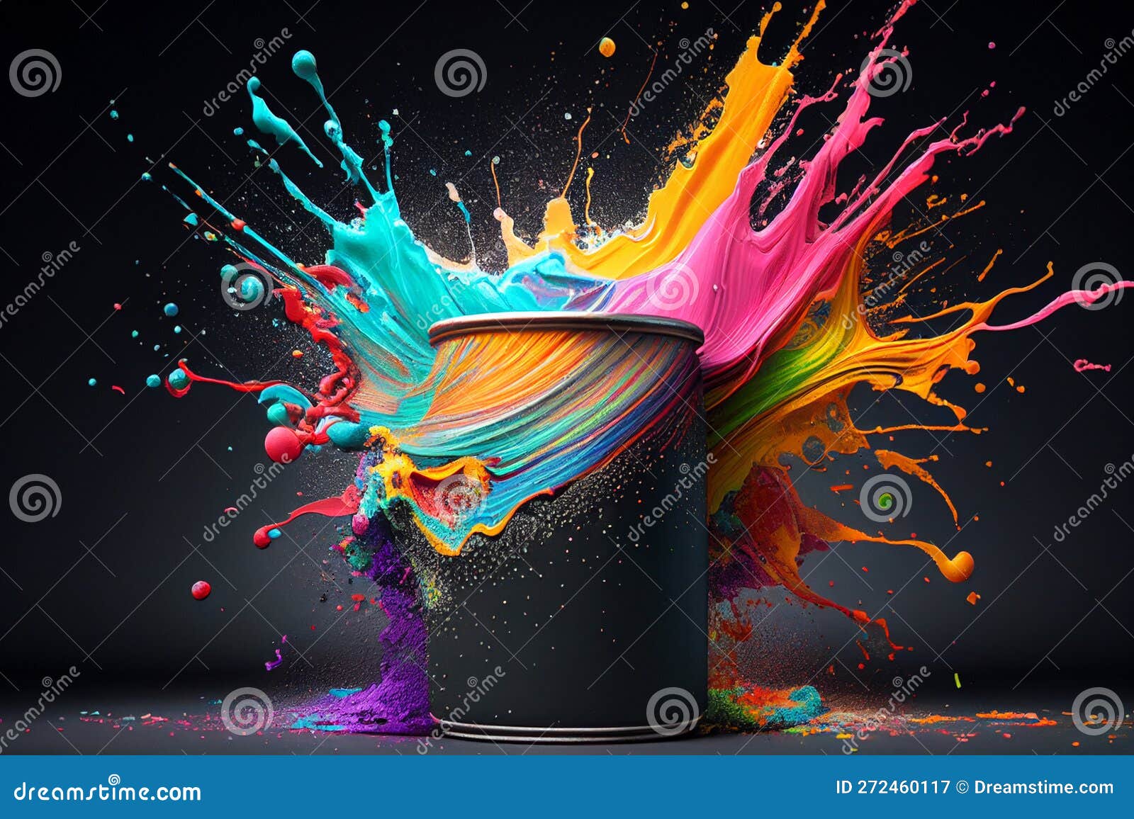 An Explosion of Colorful Paint from a Can,color Splash Splashes Out of ...