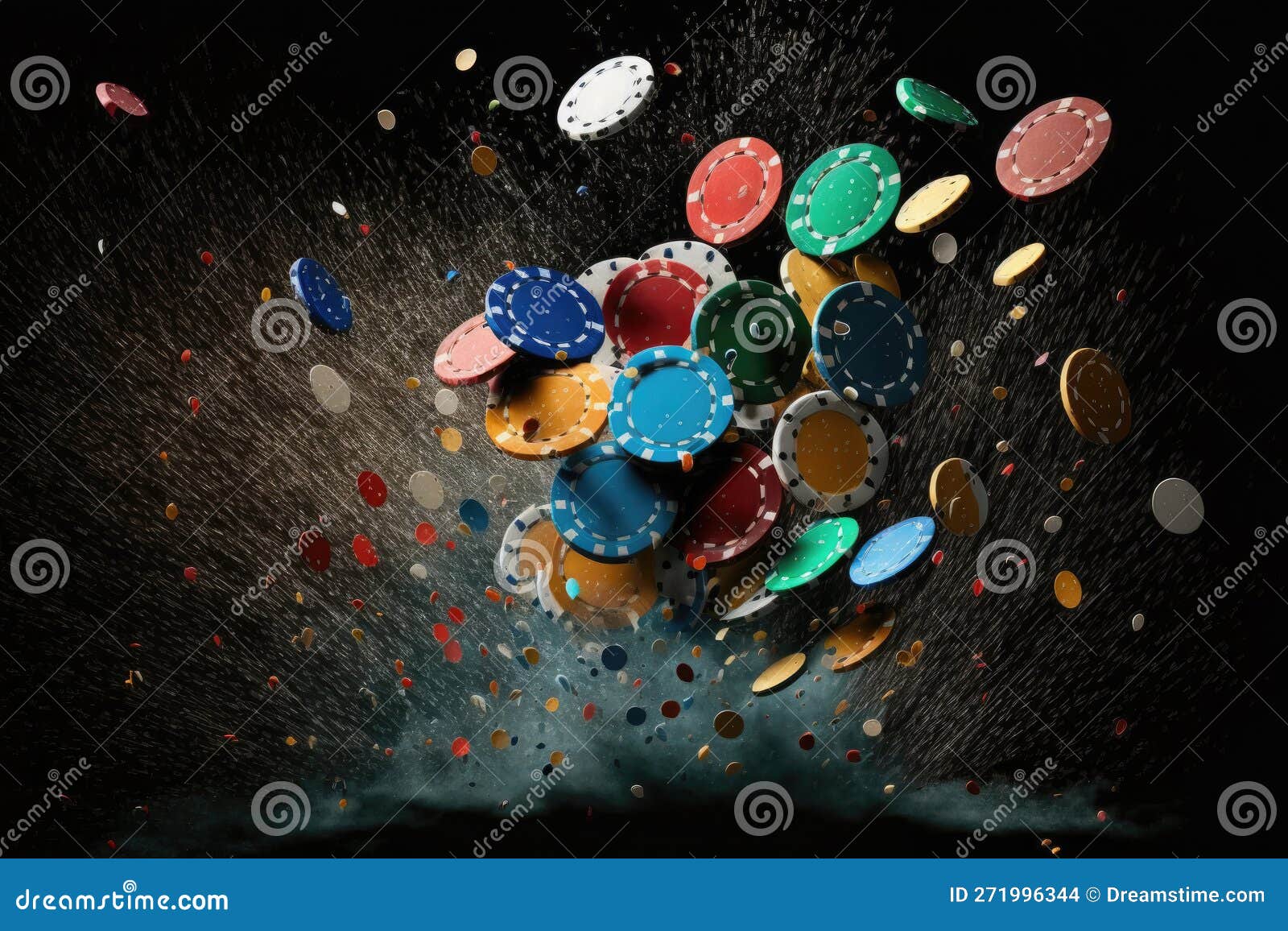 Explosion of Colorful Poker Chips. Ai Generative Stock Illustration ...