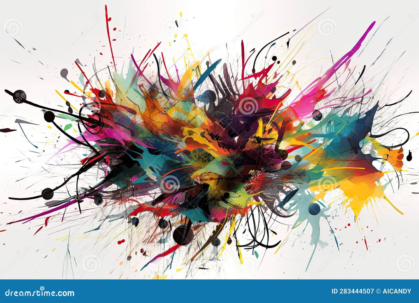 Explosion of Colorful Scribbles and Scrawls on a White Background ...