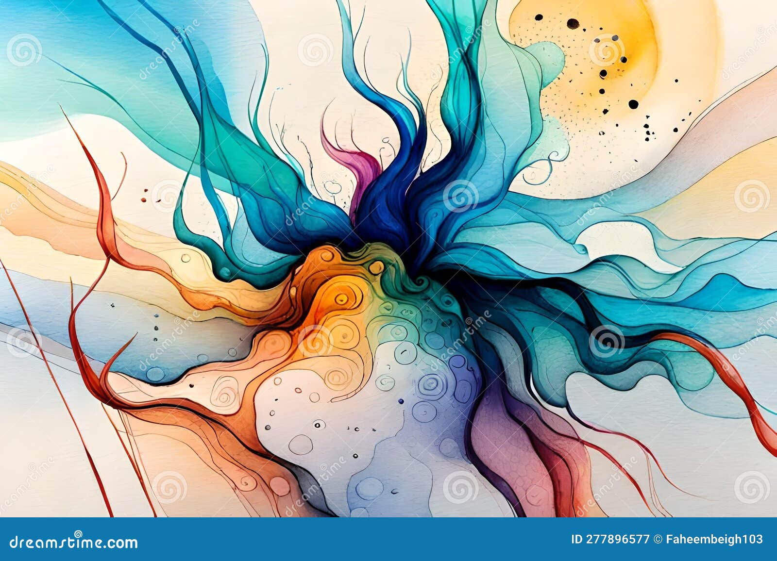 Explosion of Colors. Abstract Flowing Ink Background Stock Illustration ...