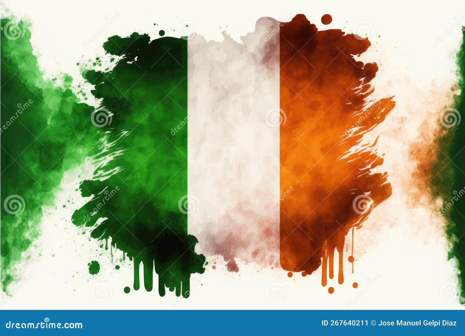 Explosion of Colors Forming the Irish Flag on White Background ...