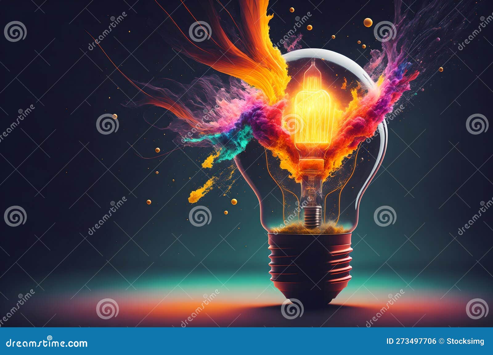 Explosion of Colors from a Light Bulb, Creative Concept, Smart and ...