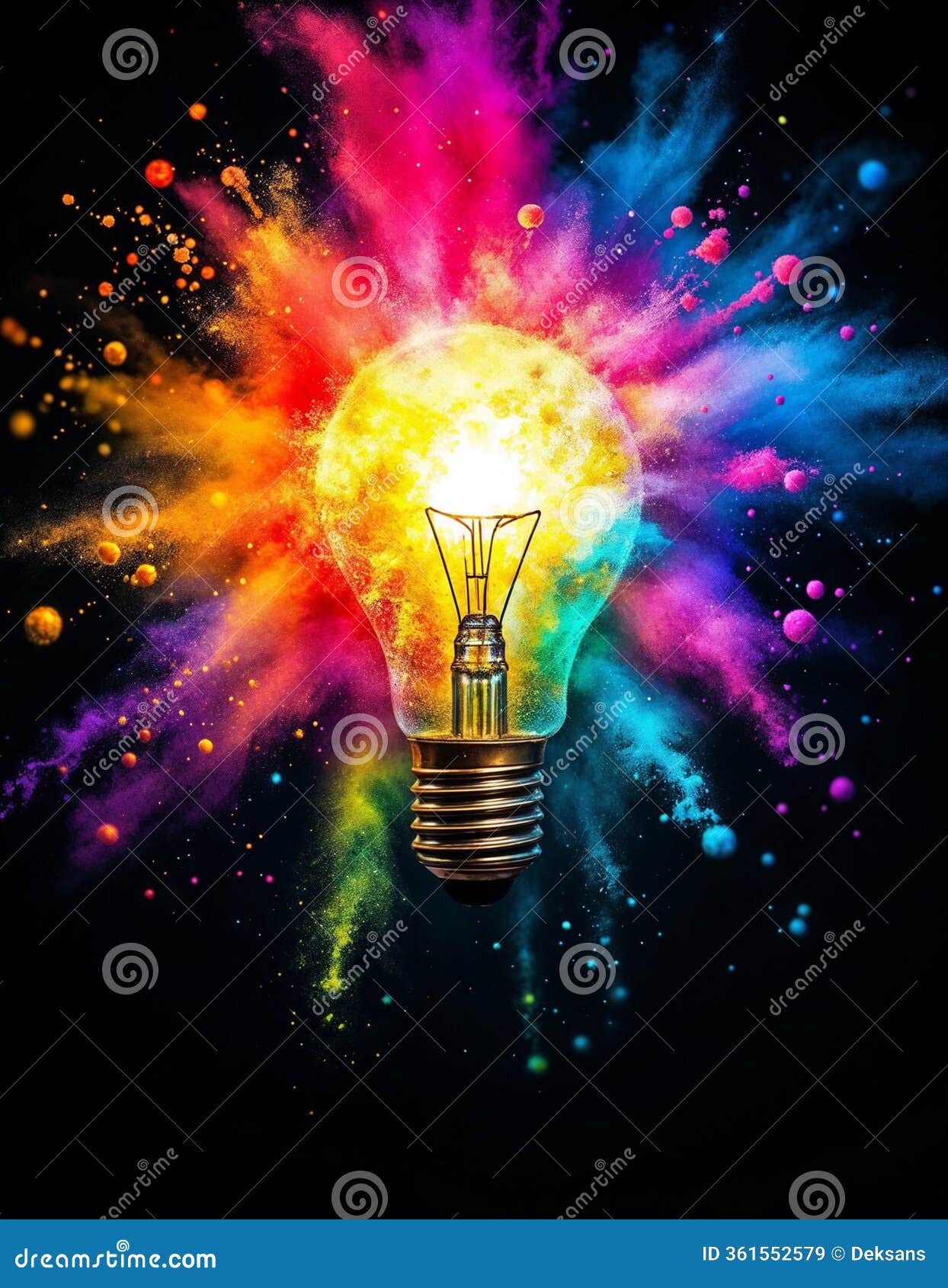 Explosion of Colors from a Light Bulb Stock Illustration - Illustration ...