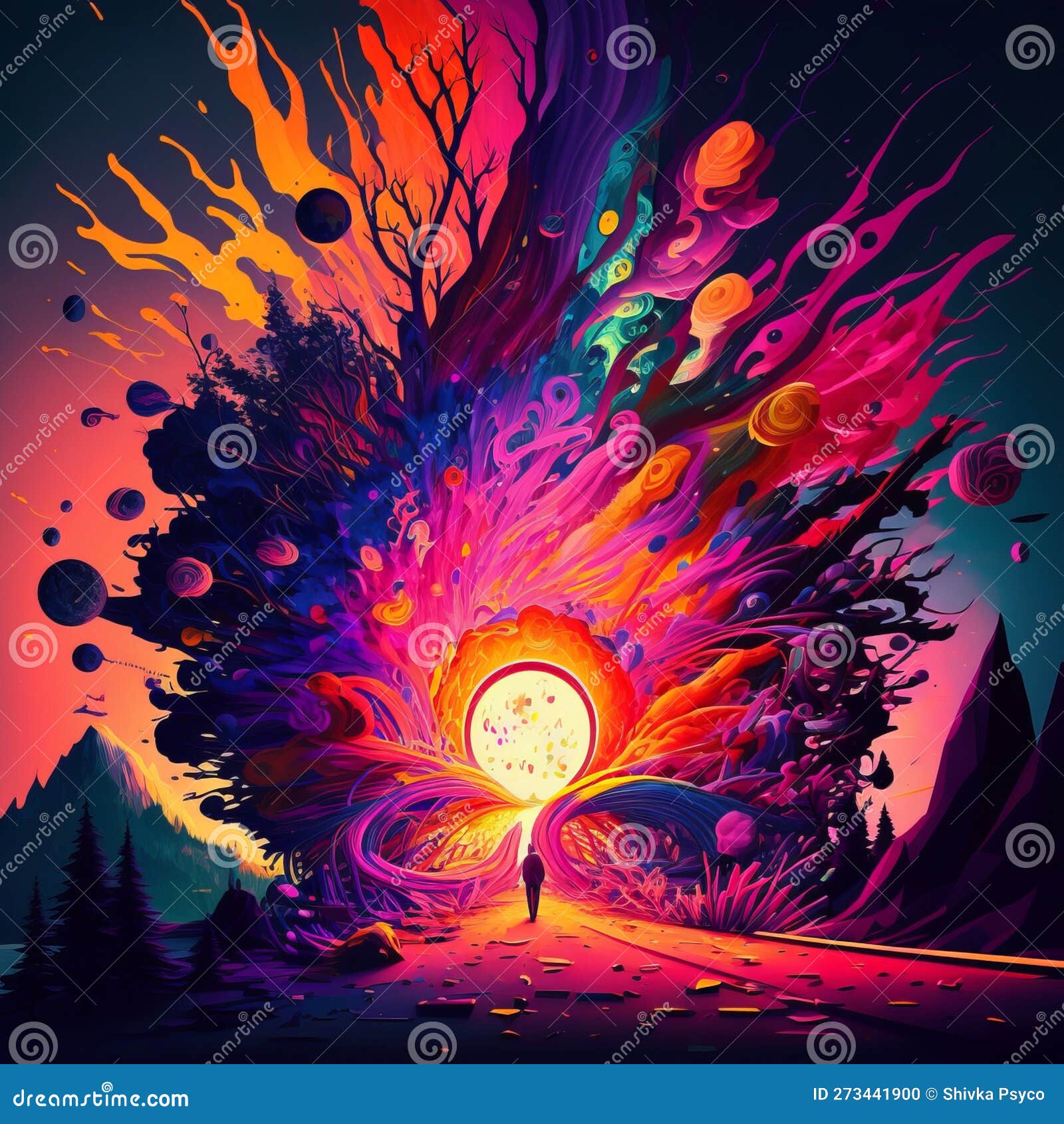 Explosion of Colors Lsd Trippy Generative AI Stock Illustration ...