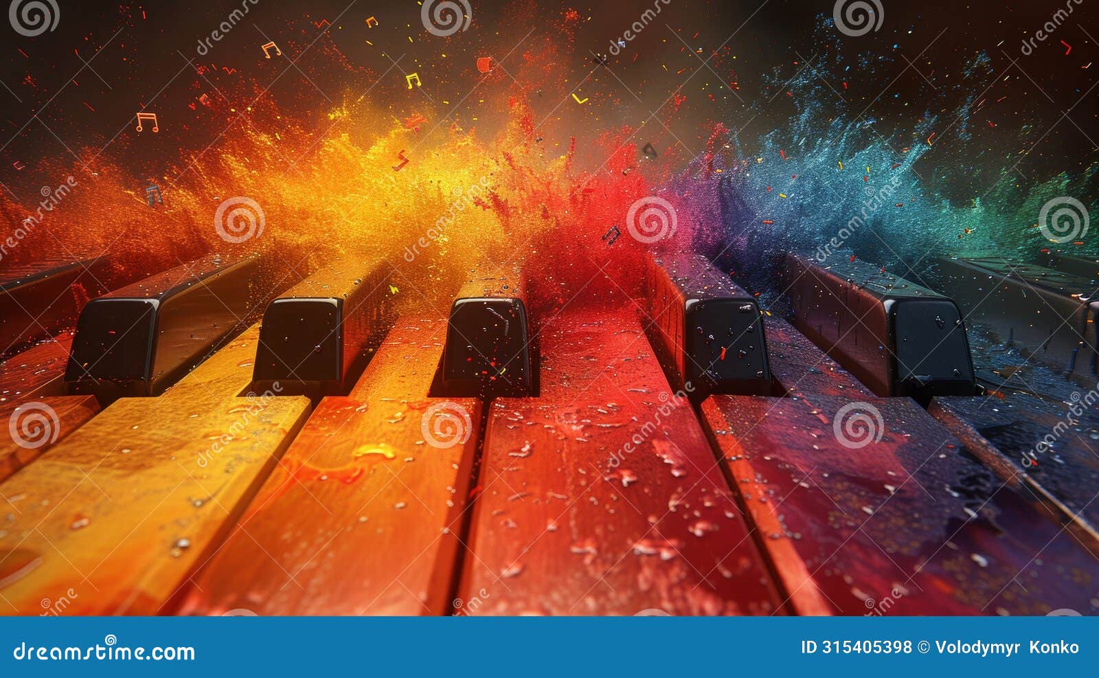 Explosion of Colors Over Piano Keys Stock Photo - Image of colors ...