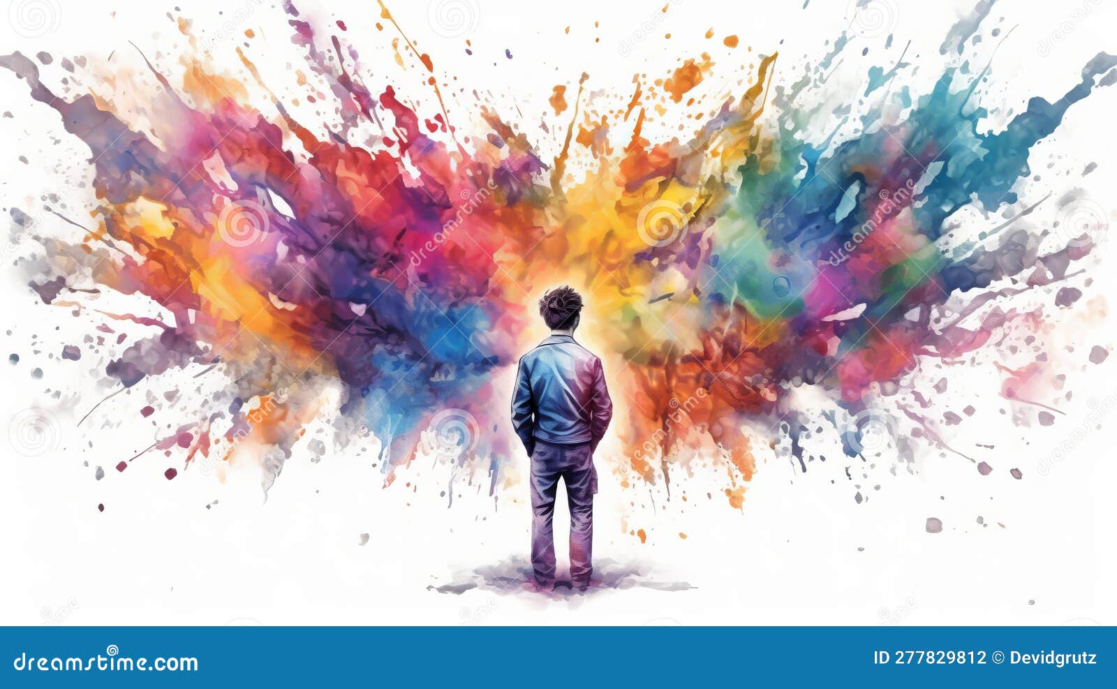 Explosion of Colors and Sad Artist Concept of Creative. Generative AI ...