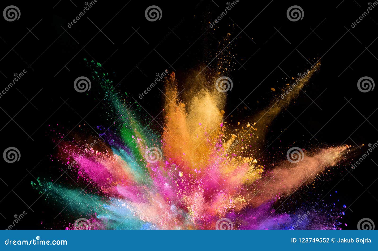 Coloured Powder Explosion Isolated on Black Background Stock Photo ...
