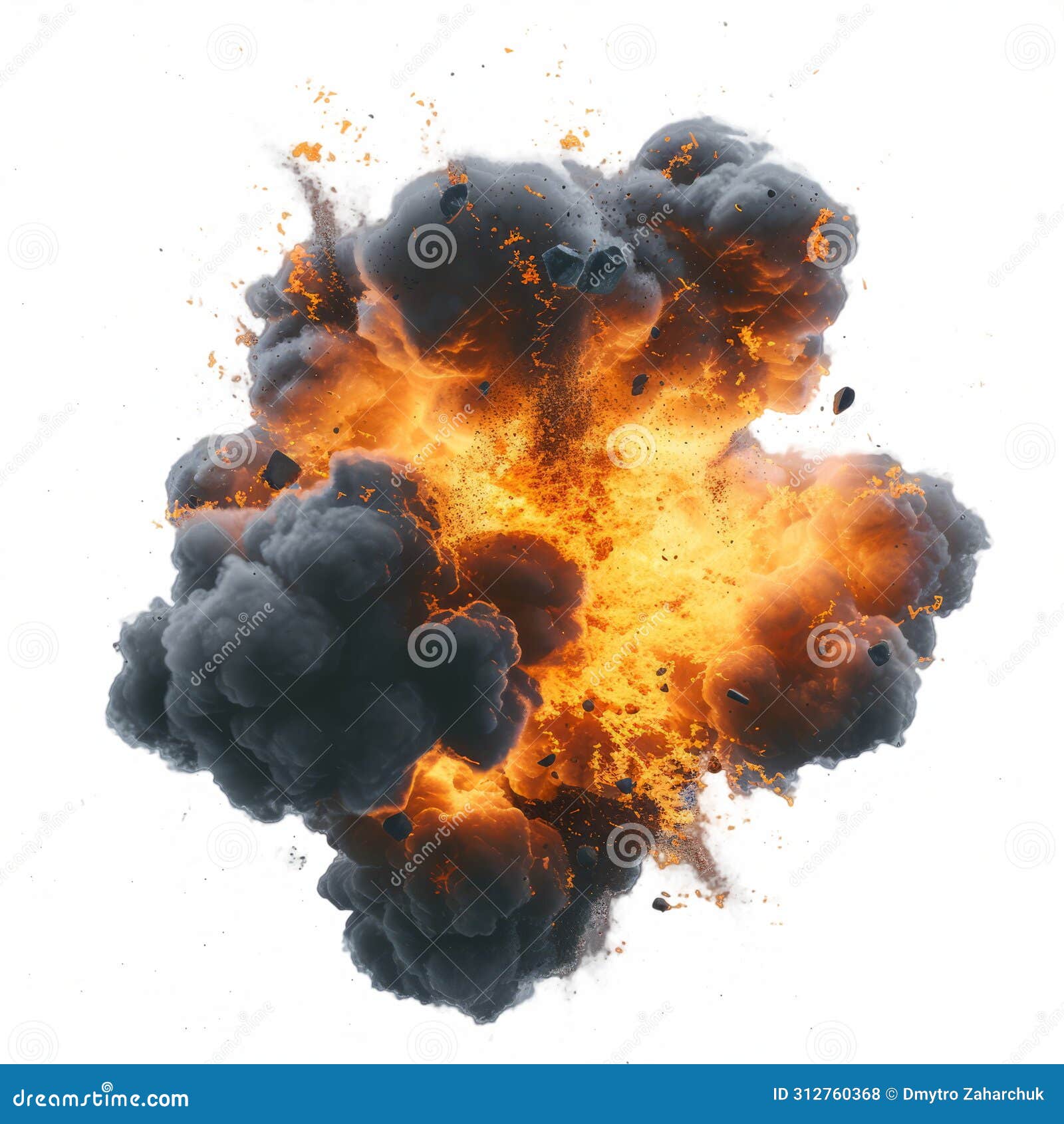 Explosion with a Combination of Smoke and Fire Elements, Creating a Dramatic and Realistic ...