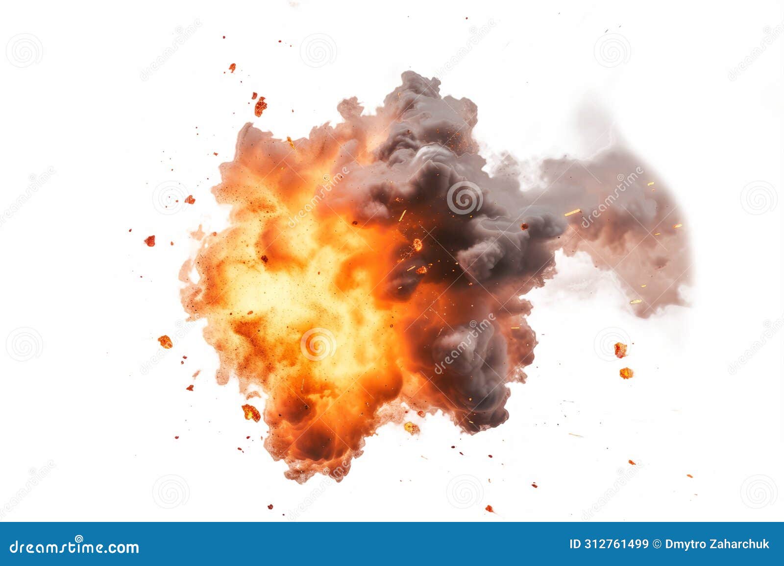 Explosion with a Combination of Smoke and Fire Elements, Creating a Dramatic and Realistic ...