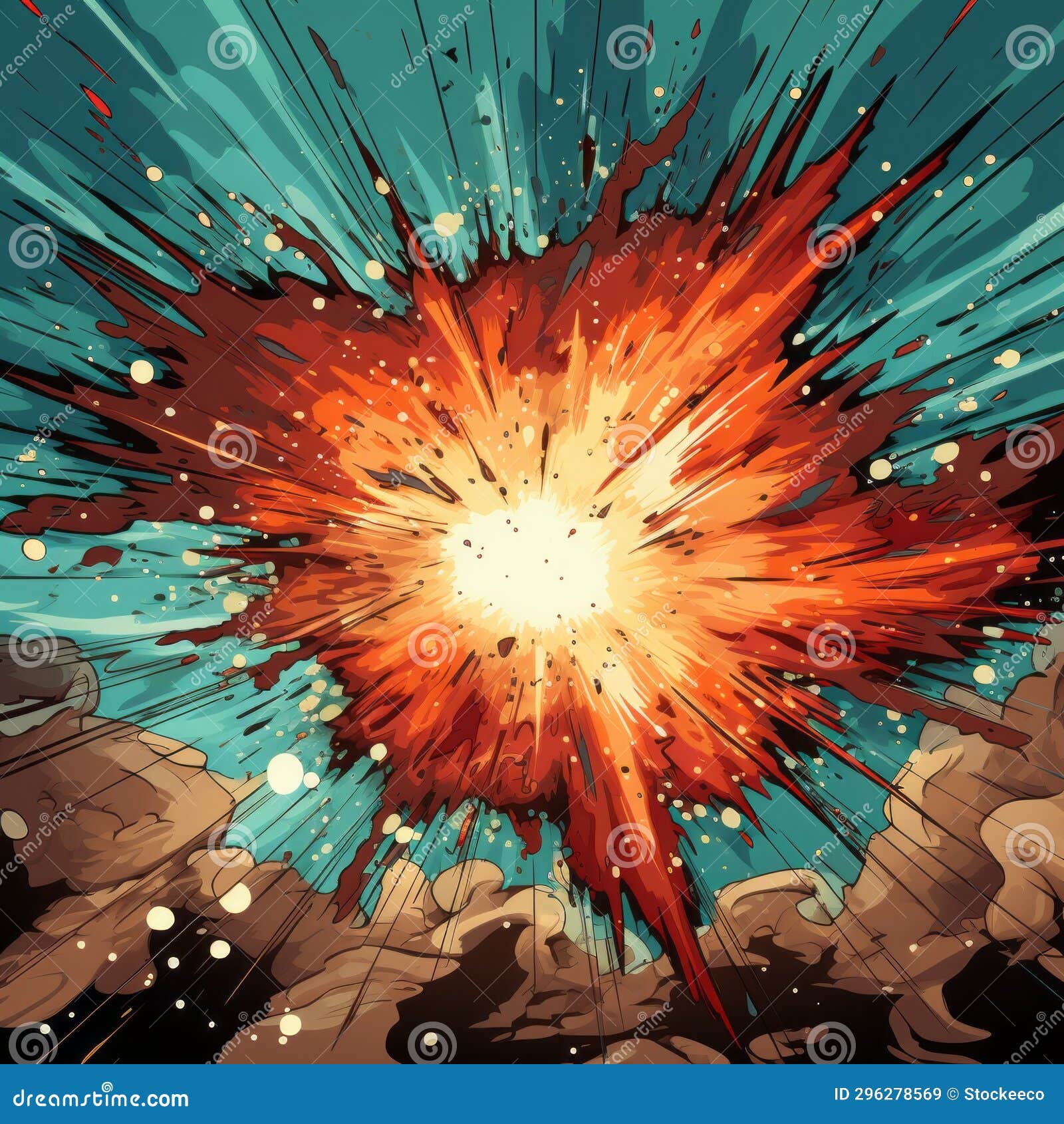 Retro Comic Book Style Supernova Explosion with Vibrant Colors Stock ...