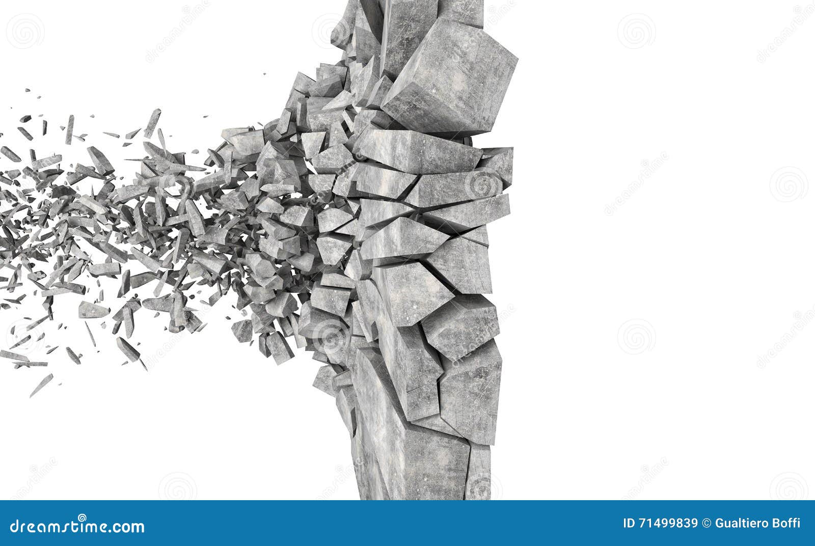 Explosion of concrete wall stock illustration. Illustration of fragment ...