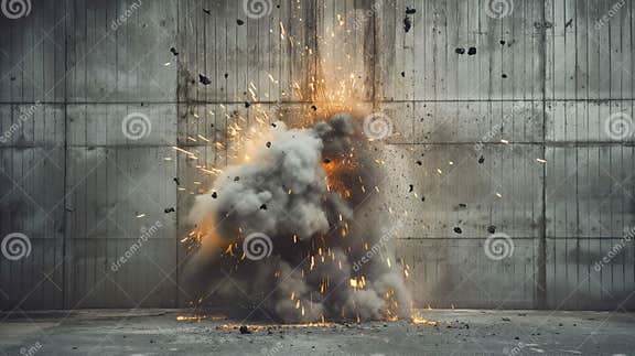 Explosion in a Concrete Wall Stock Illustration - Illustration of ...