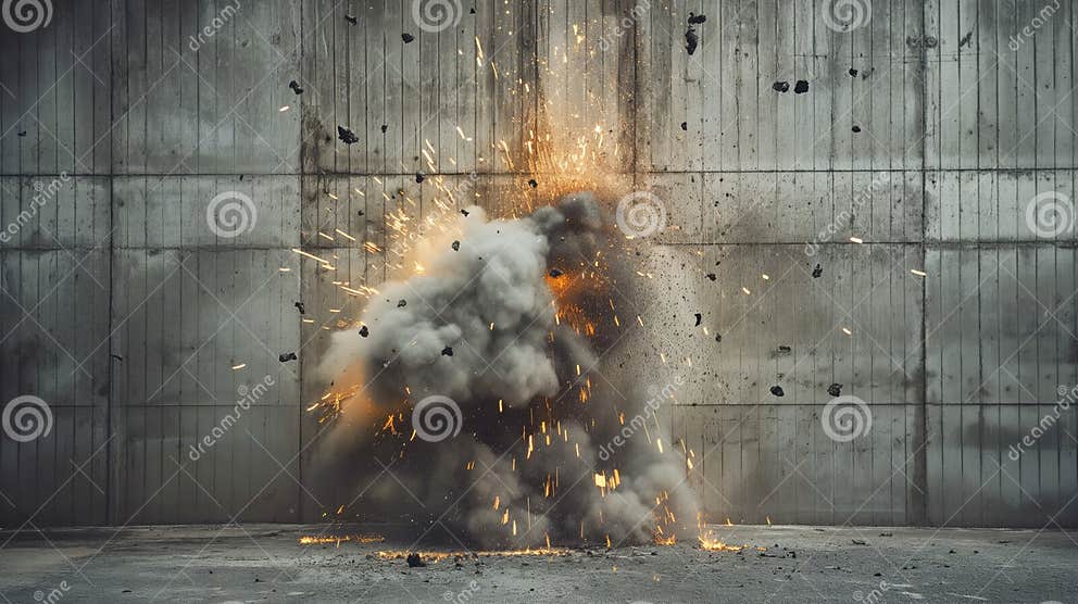 Explosion in a Concrete Wall Stock Illustration - Illustration of ...