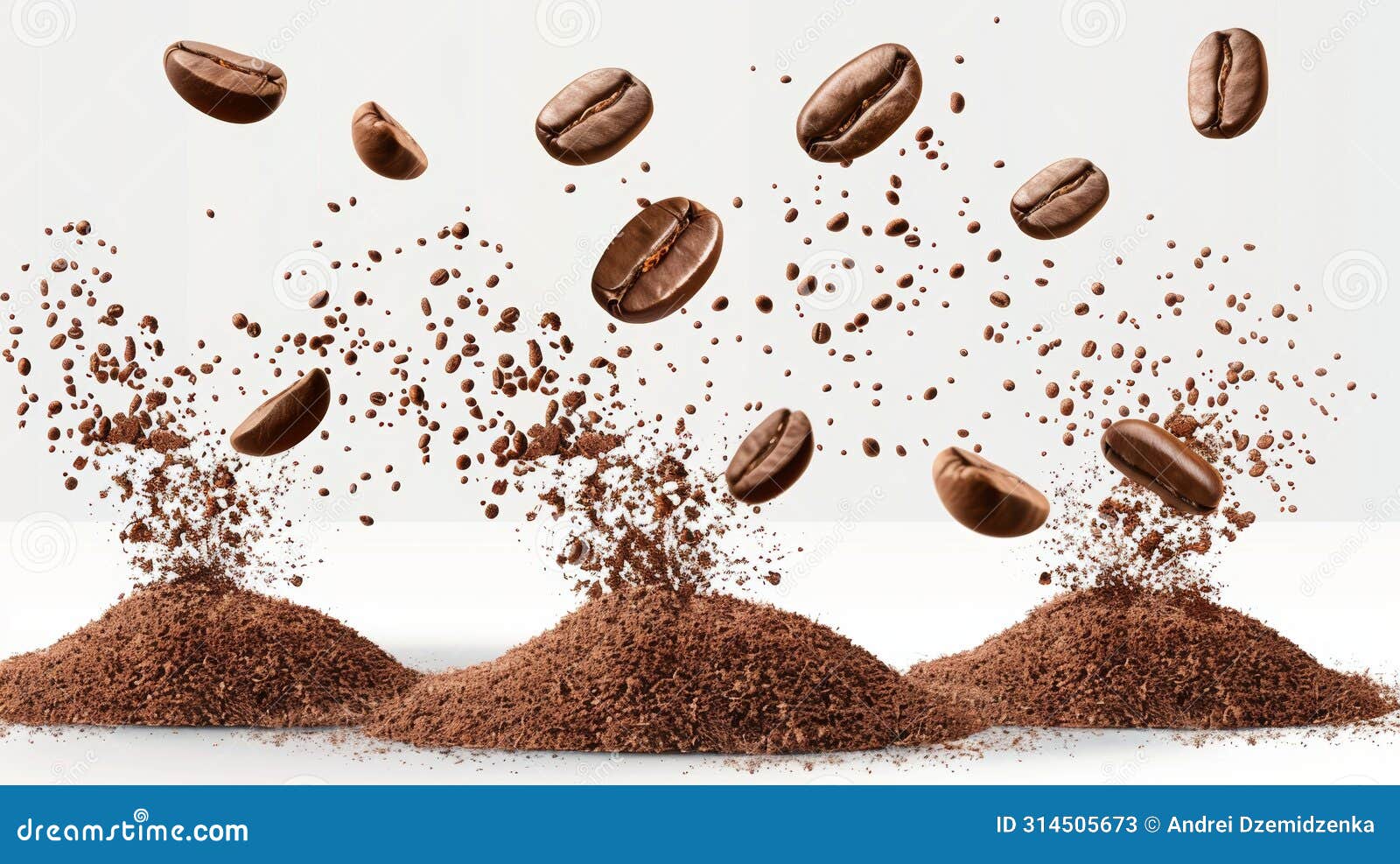 An Explosion of Cracked Beans and Ground Powder on Top of a White ...