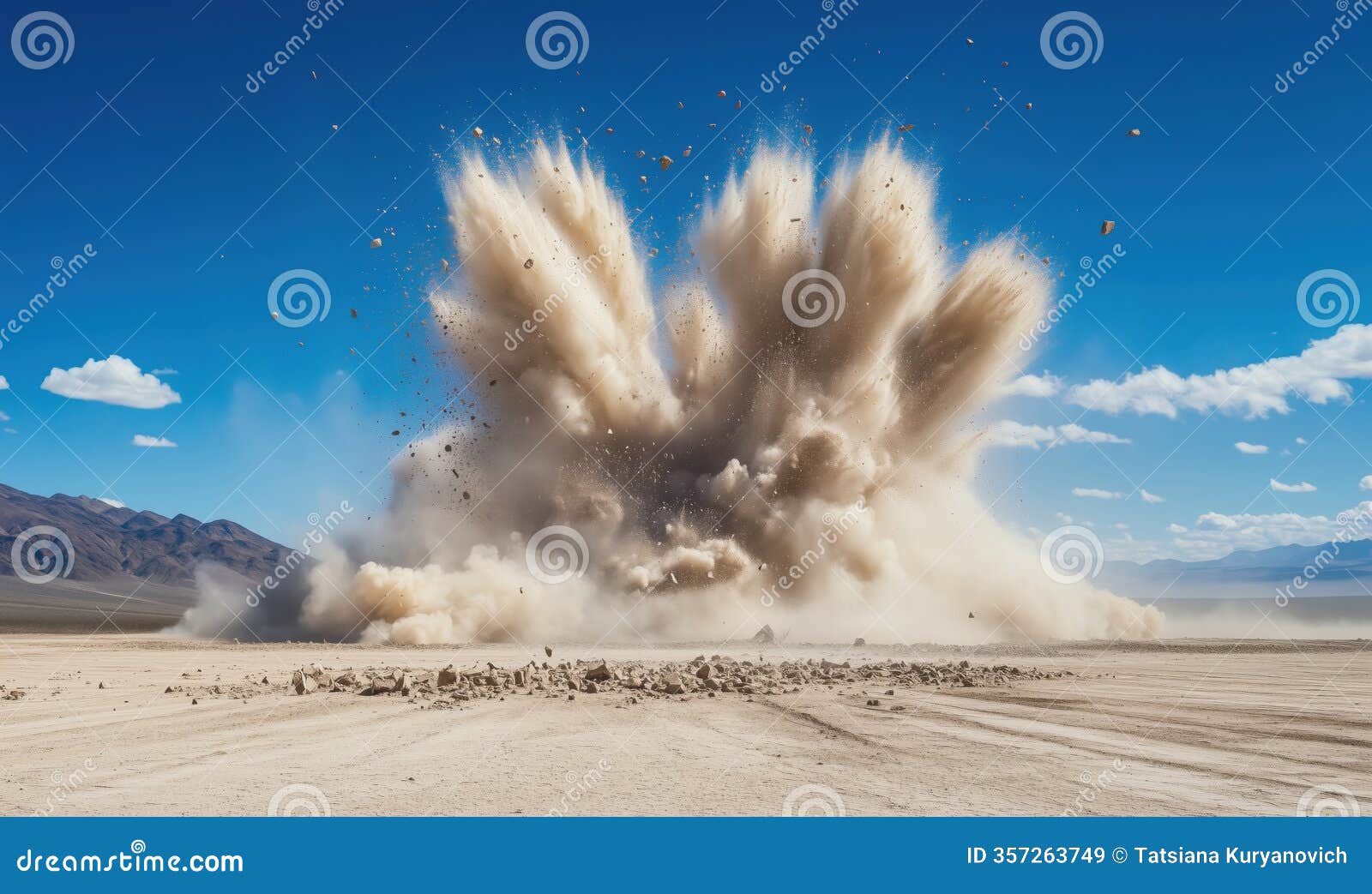 Explosion Creating Dust Cloud in Desert Landscape Stock Image - Image ...