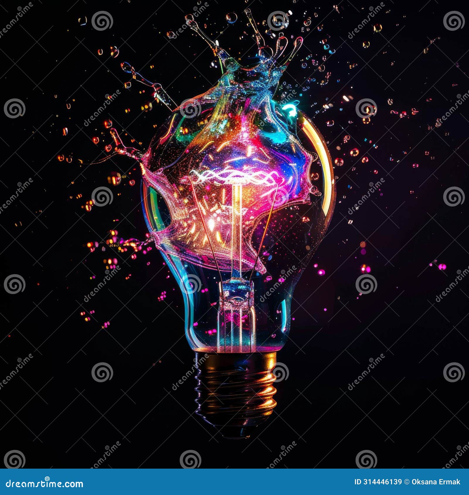 Explosion of Creativity, Color Light Bulb Explodes with Colorful ...