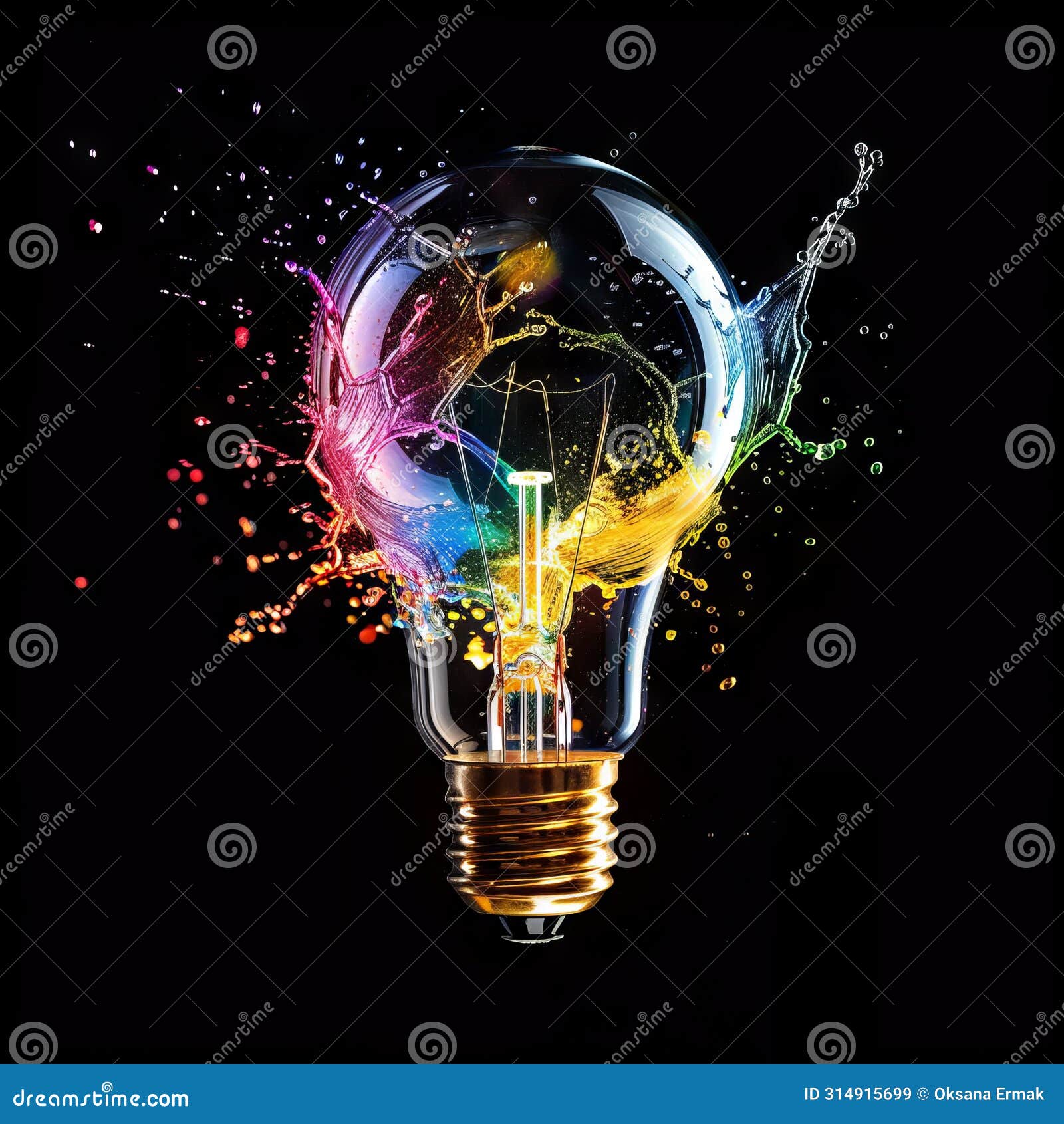 Explosion of Creativity, Color Light Bulb Explodes with Colorful ...