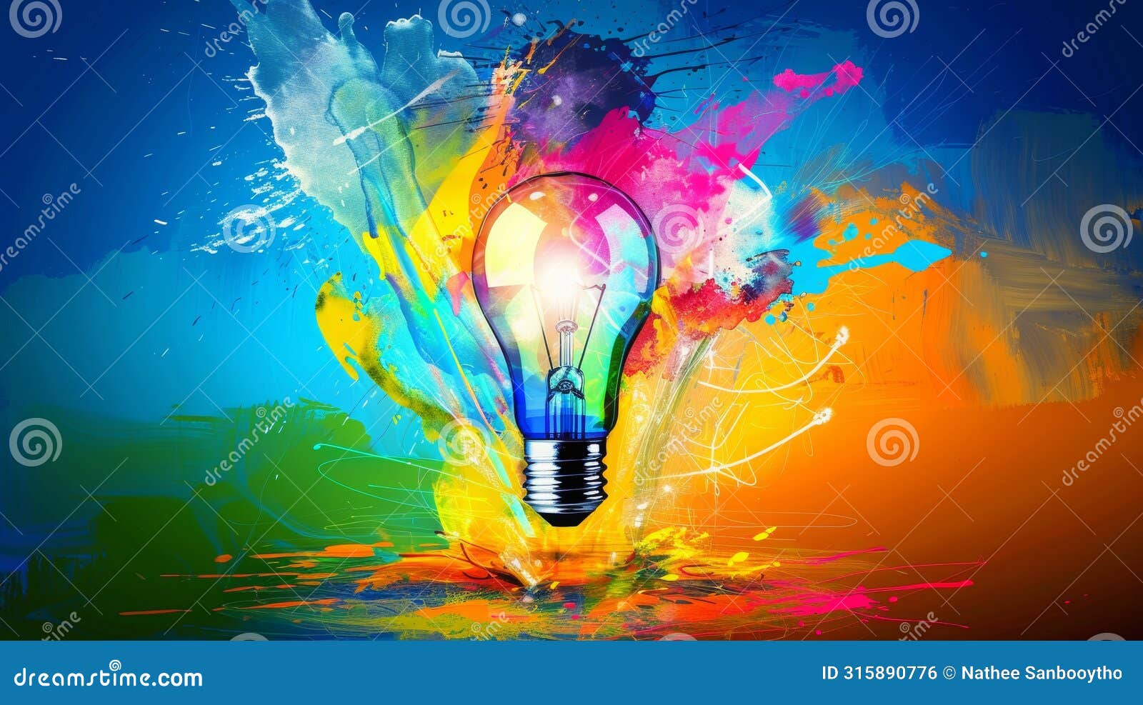 Explosion of Creativity and Innovation Concept Art Stock Illustration ...