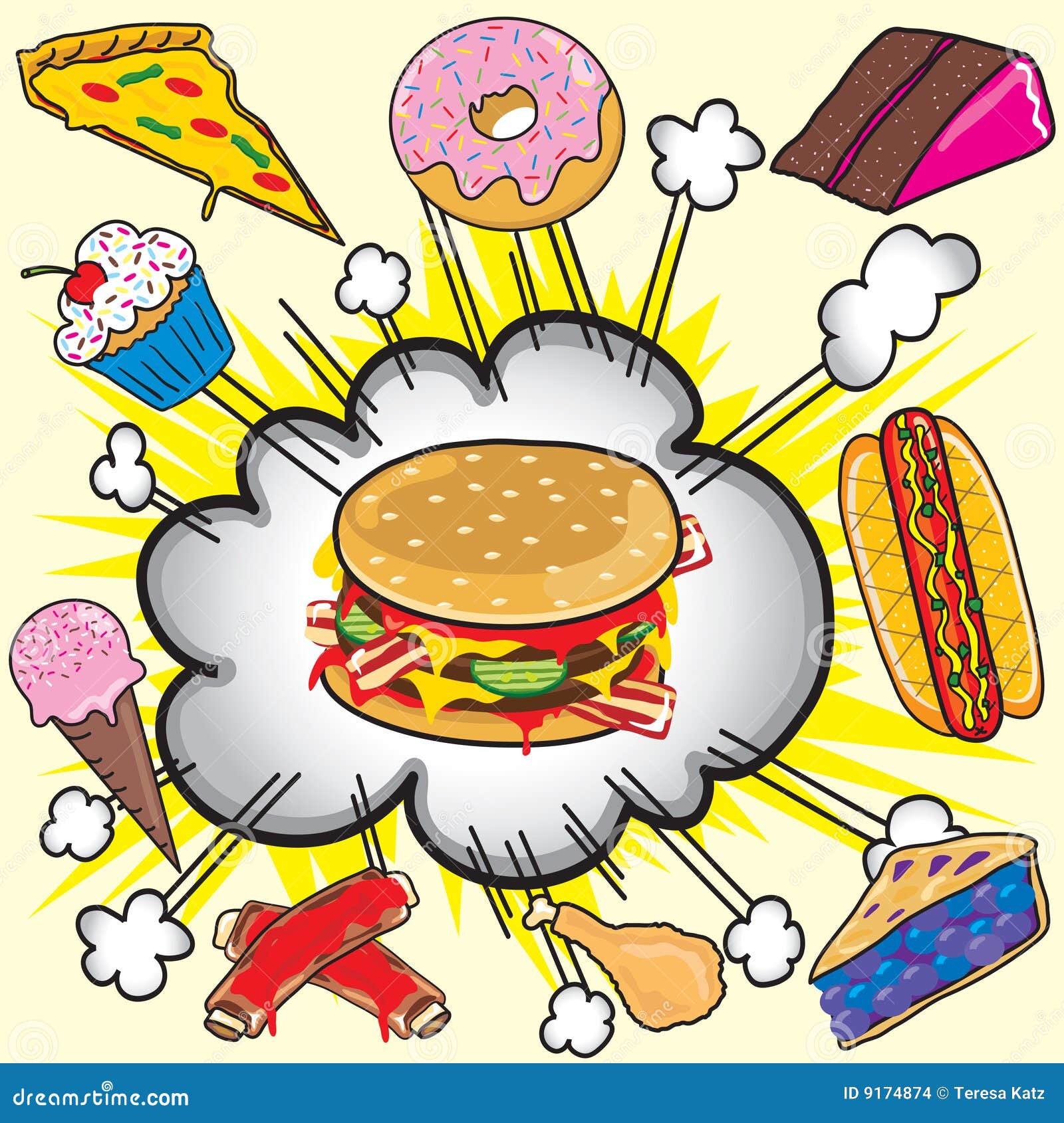 Explosion De Nourriture Industrielle Illustration de Vecteur ...