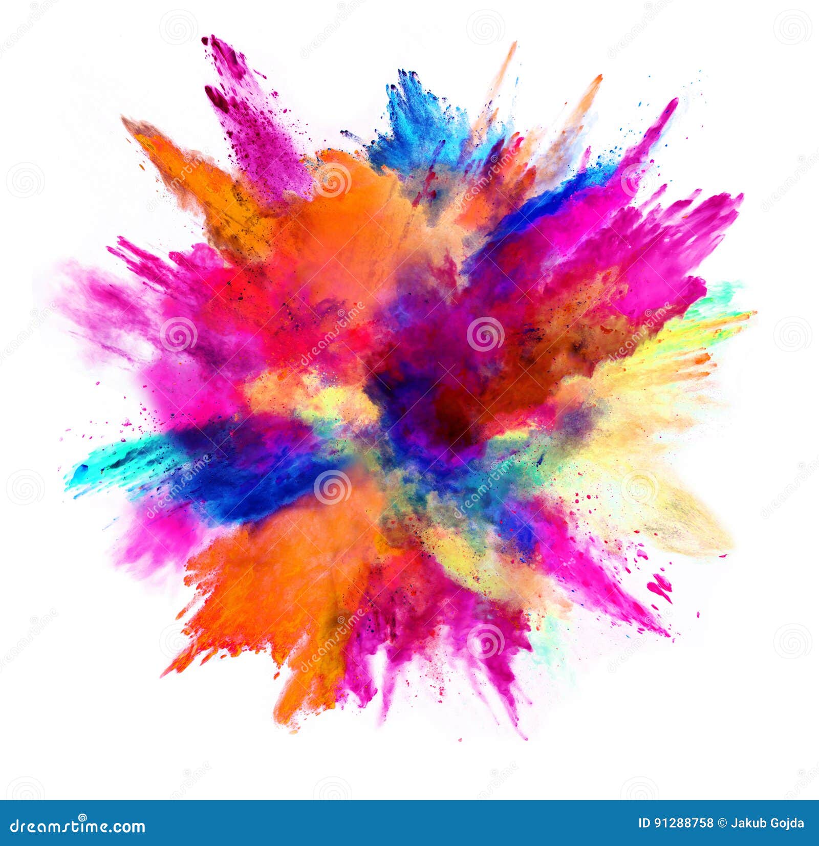 Explosion Des Farbigen Pulvers Auf Weißem Hintergrund Stockfoto - Bild ...