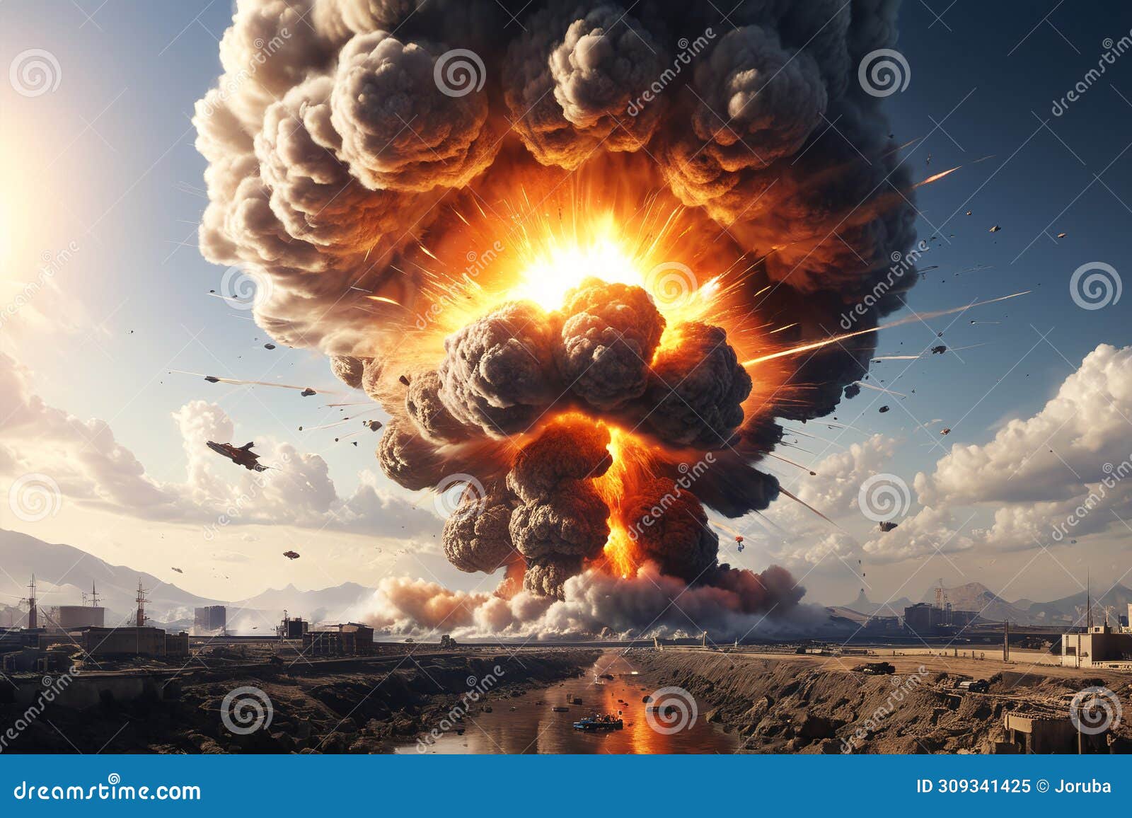Explosion of Destroying Nuclear Bomb Stock Illustration - Illustration ...