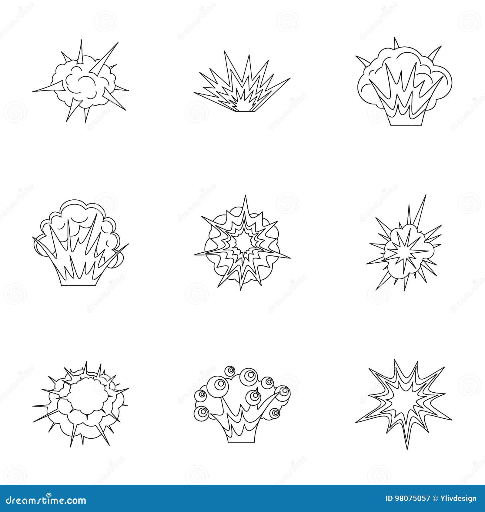 Explosion Destruction Icons Set, Outline Style Stock Vector ...