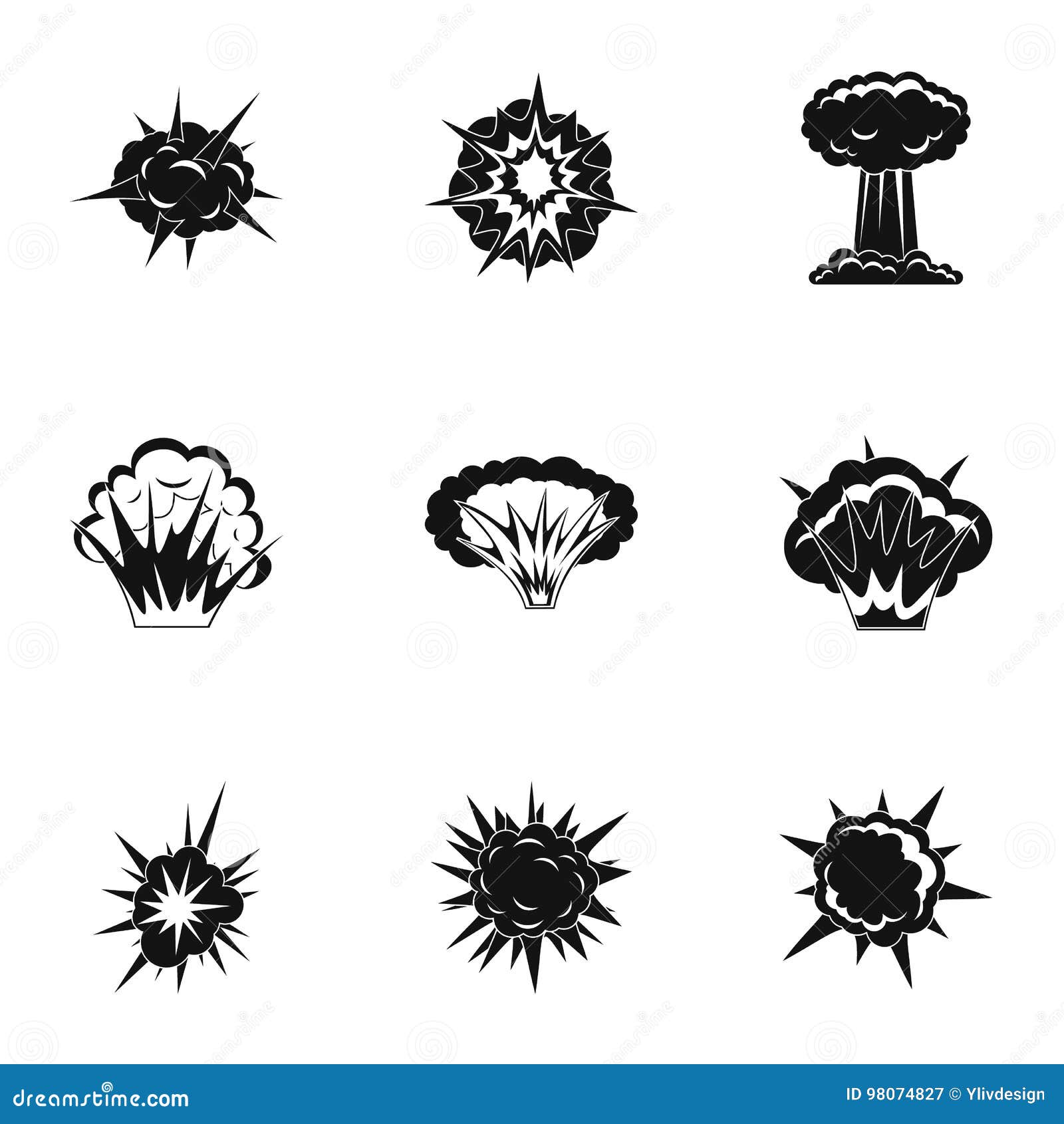 Explosion Destruction Icons Set, Simple Style Stock Vector ...
