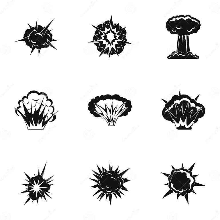 Explosion Destruction Icons Set, Simple Style Stock Vector ...