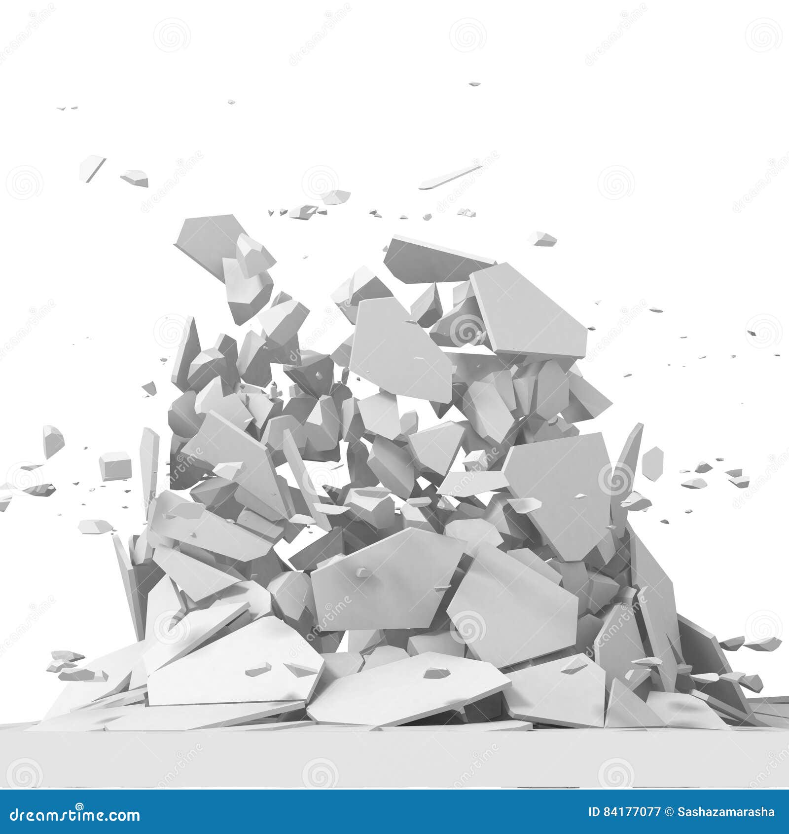 Explosion Destruction with Many Chaotic Fragments Stock Illustration ...