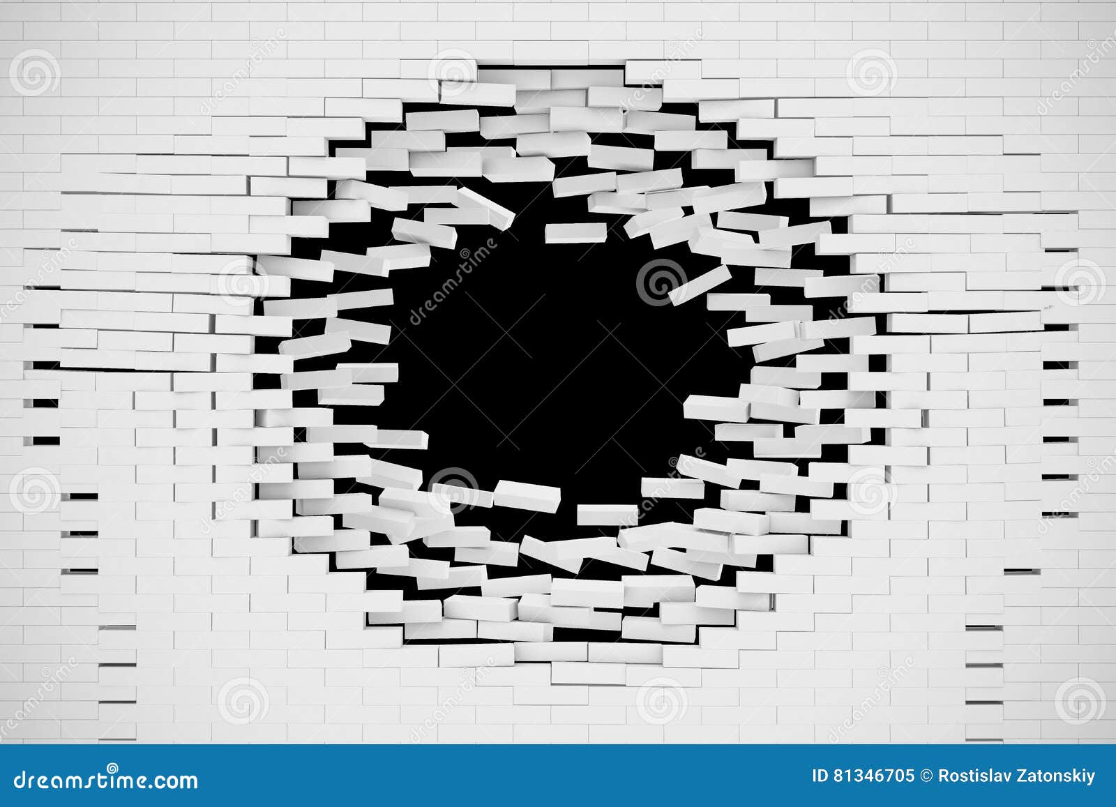 Explosion, Destruction of a White Brick Wall, Abstract Background for ...